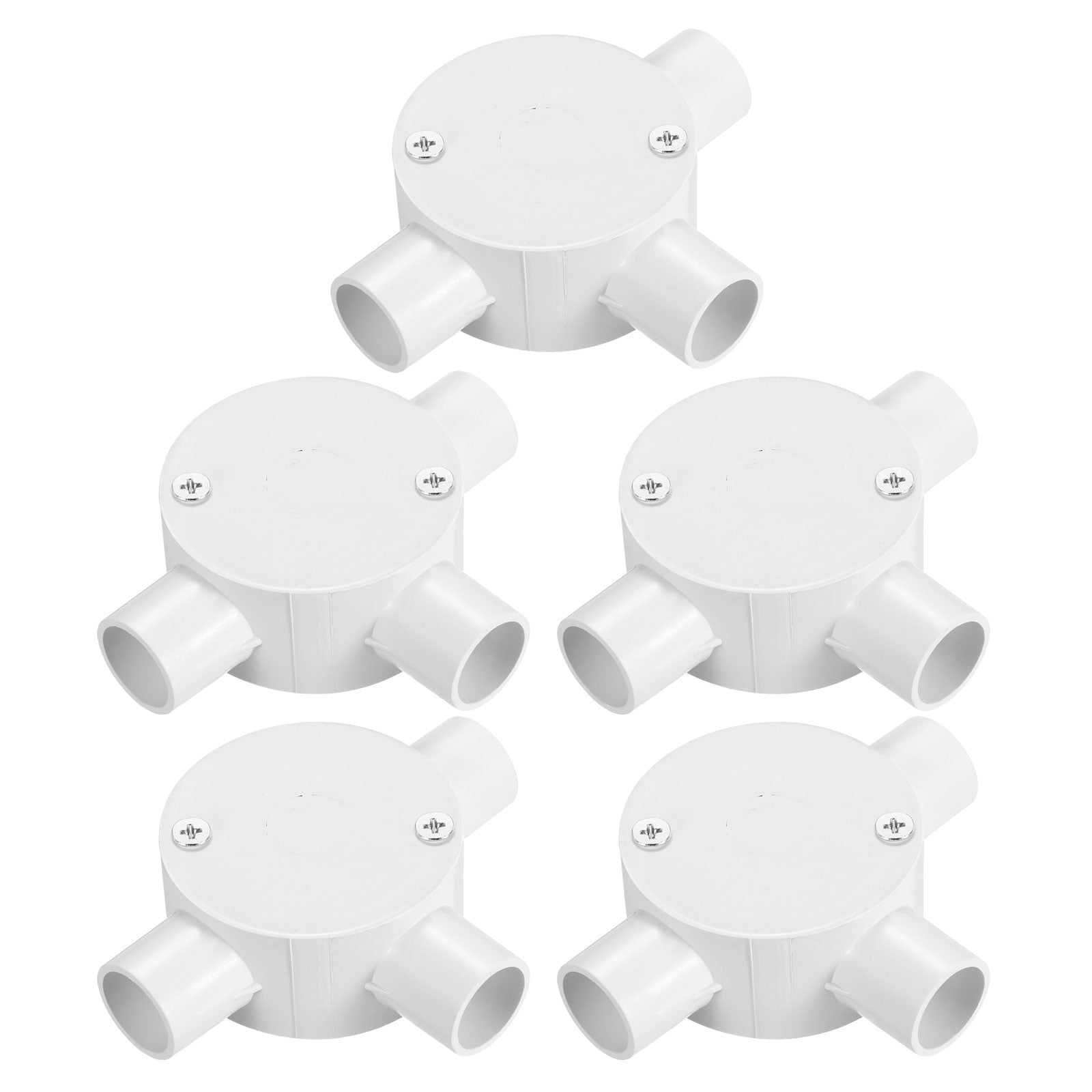 5Pcs PVC Conduit Box Junction Box 3 Way 20mm with Cover, M4 Screws for ...