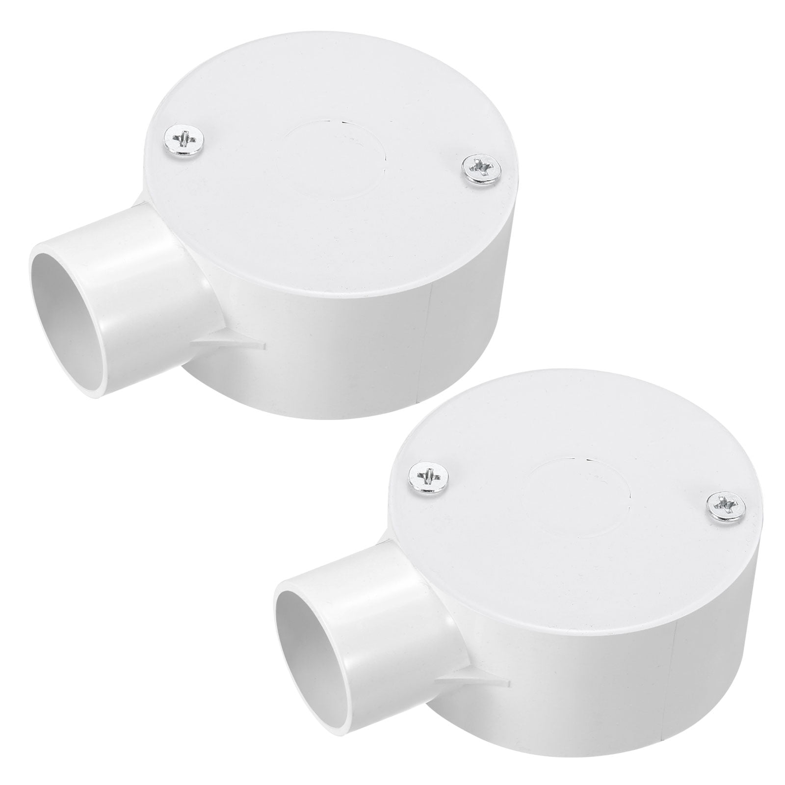 2Pcs PVC Conduit Box Junction Box 1 Way 25mm with Cover, M4 Screws for ...