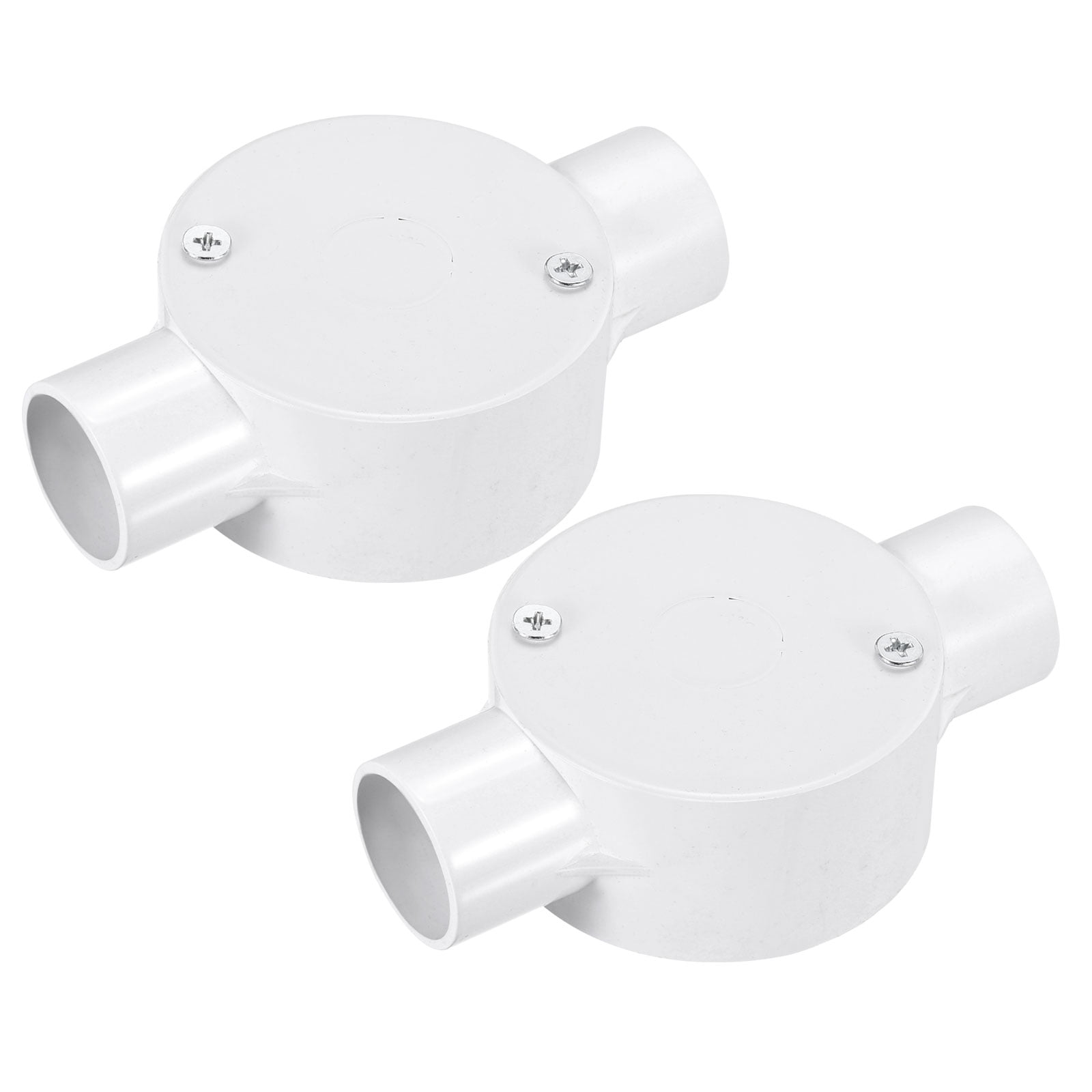 2Pcs PVC Conduit Box Junction Box 2 Way 25mm with Cover, M4 Screws for ...