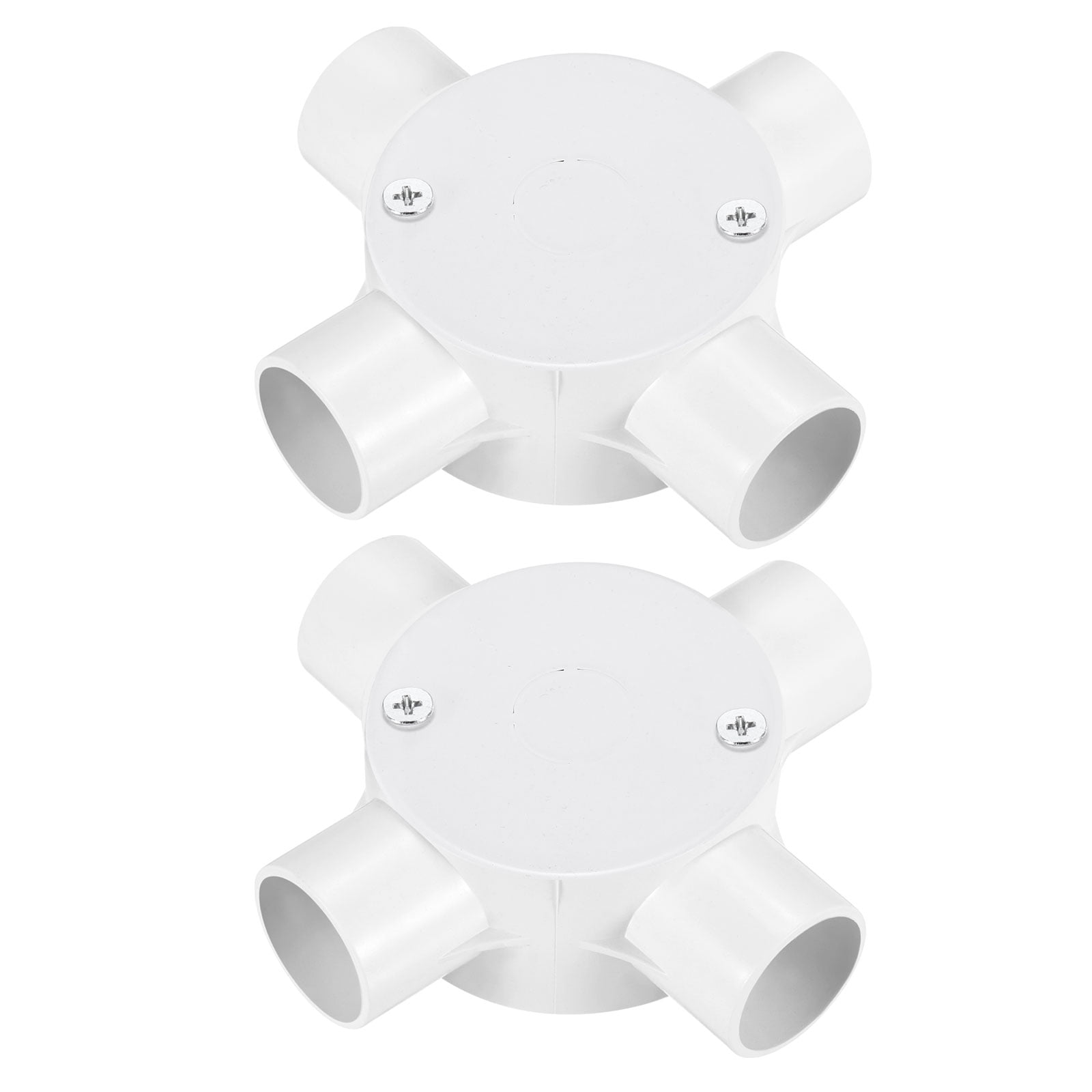 2Pcs PVC Conduit Box Junction Box 4 Way 25mm with Cover, M4 Screws for ...