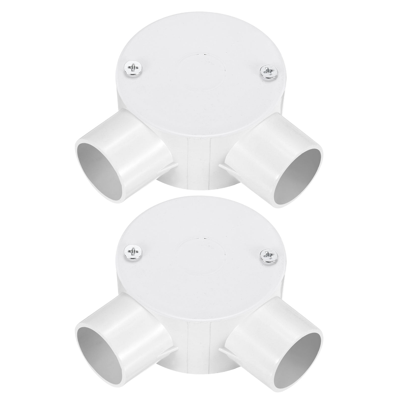 2Pcs PVC Conduit Box Junction Box 90° 2 Way 25mm with Cover, M4 Screws ...