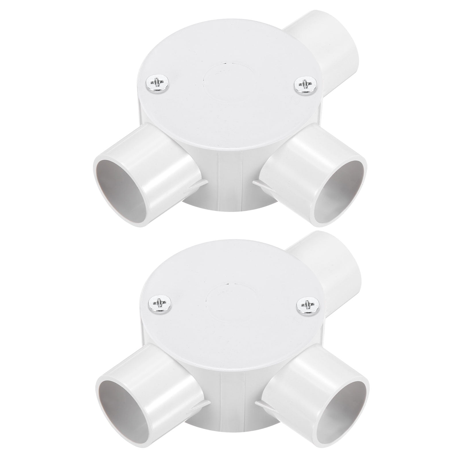 2Pcs PVC Conduit Box Junction Box 3 Way 25mm with Cover, M4 Screws for ...