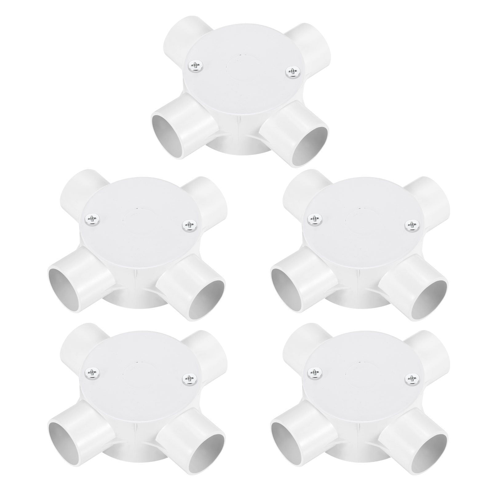 5Pcs Conduit Box Junction Box 4 Way 25mm with Cover, M4 Screws for Hose ...
