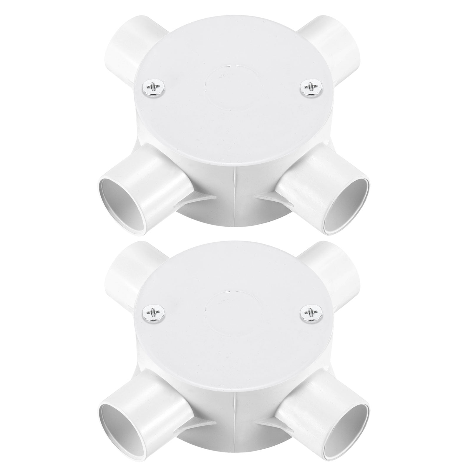 2Pcs PVC Conduit Box Junction Box 4 Way 20mm with Cover, M4 Screws for ...