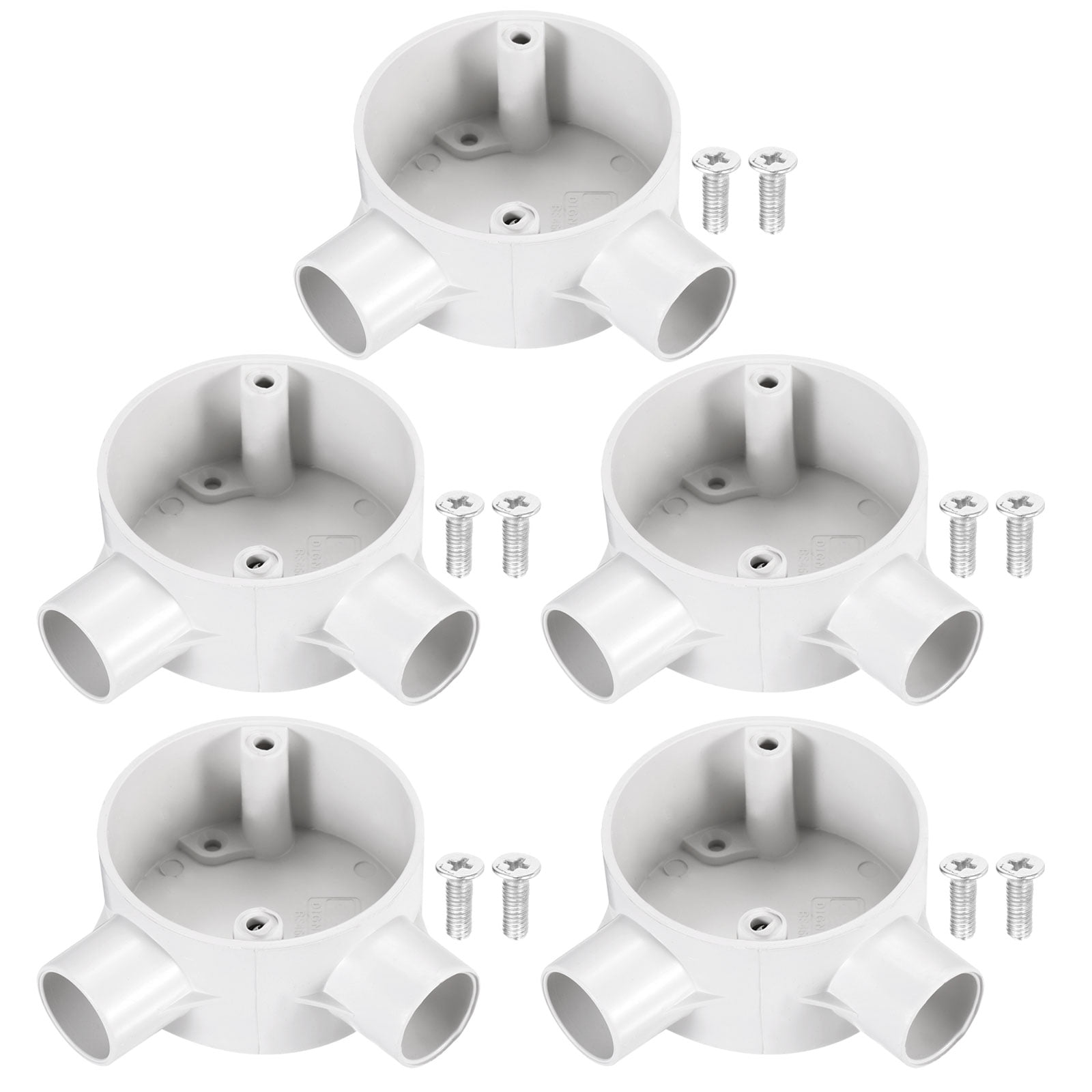 Uxcell PVC Conduit Box Junction Box 1 Way 20mm with Cover M4 Screws for ...