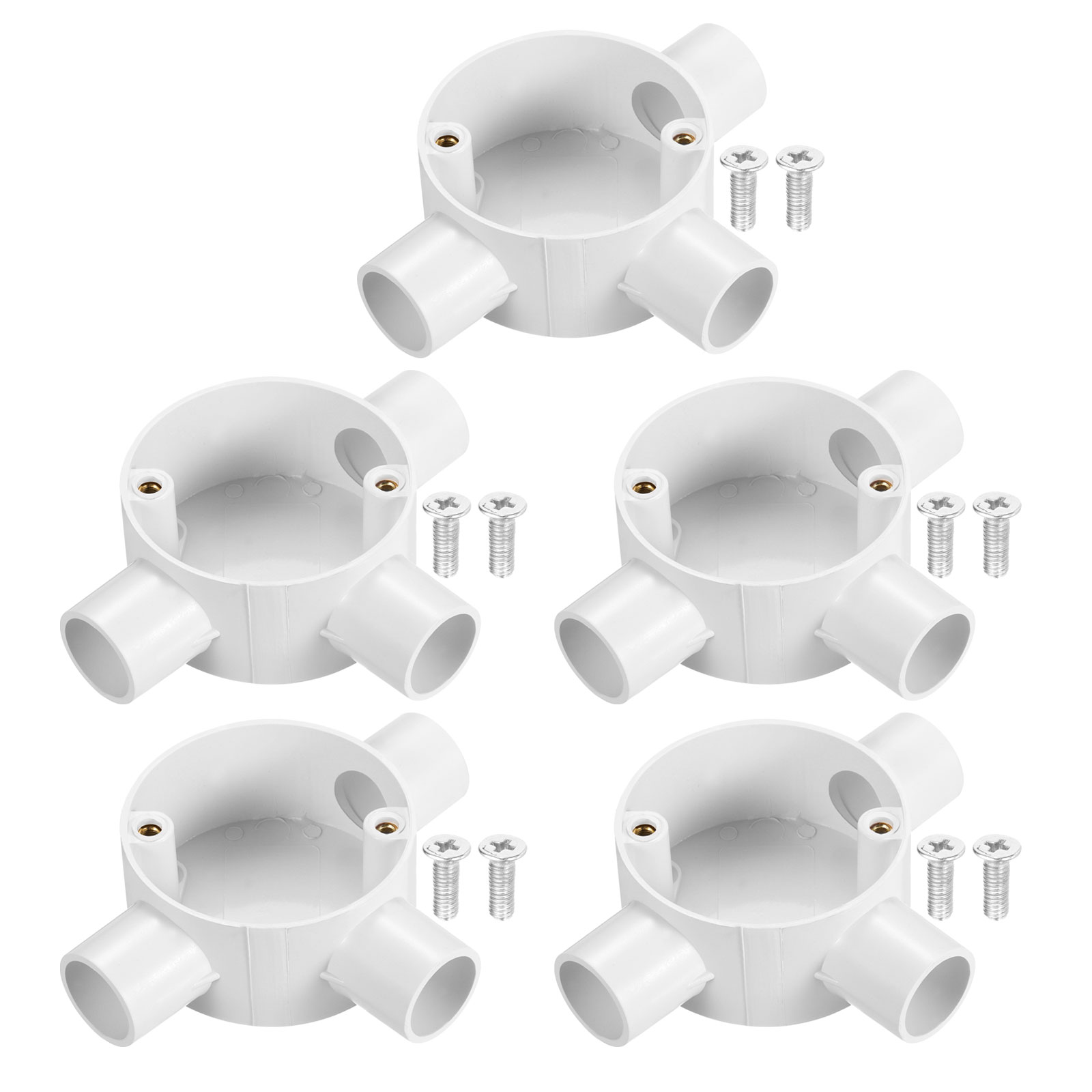 Uxcell PVC Conduit Box Junction Box 1 Way 20mm with Cover M4 Screws for ...