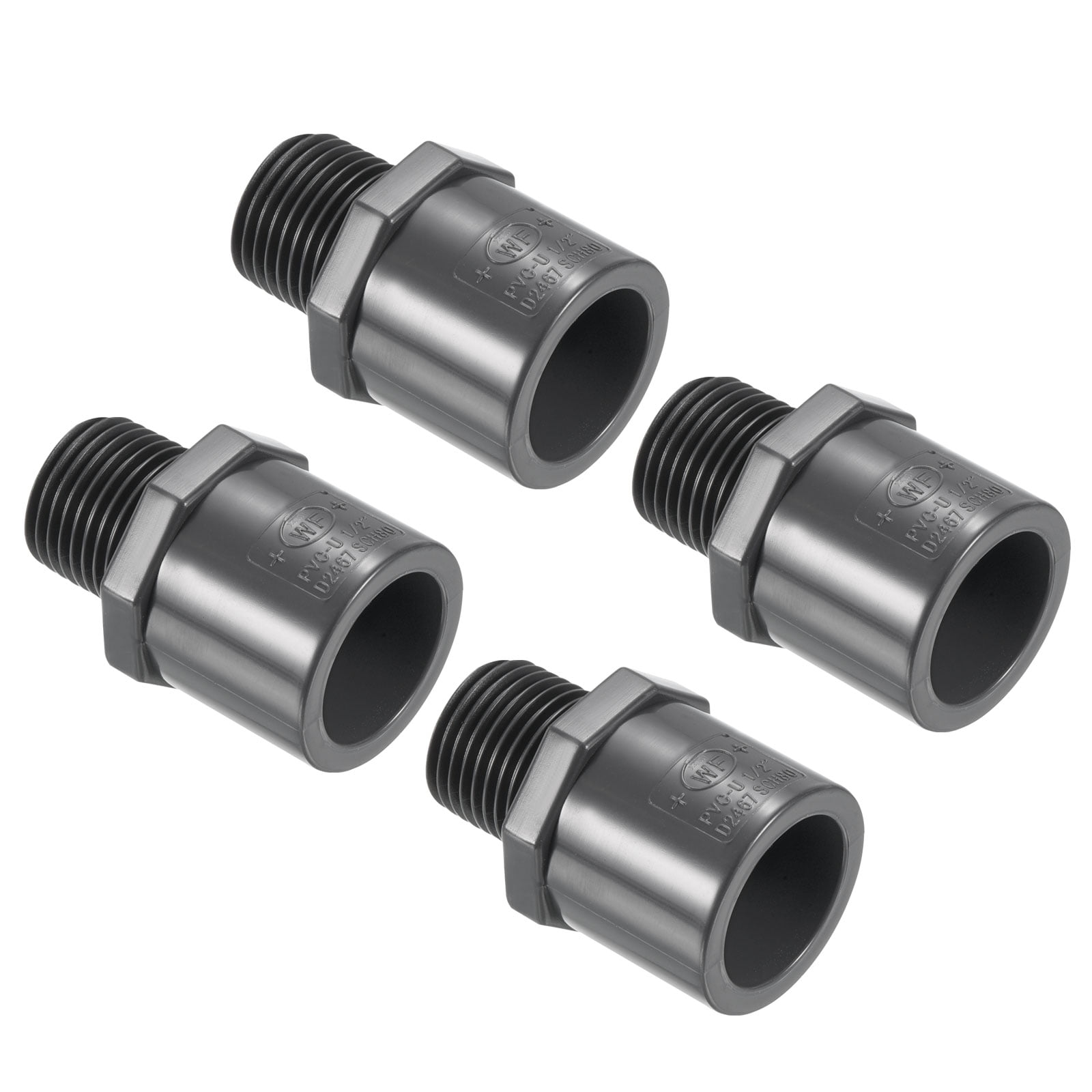 Uxcell PVC Pipe Fitting 1/2NPT Male Thread 1/2" Socket Straight ...