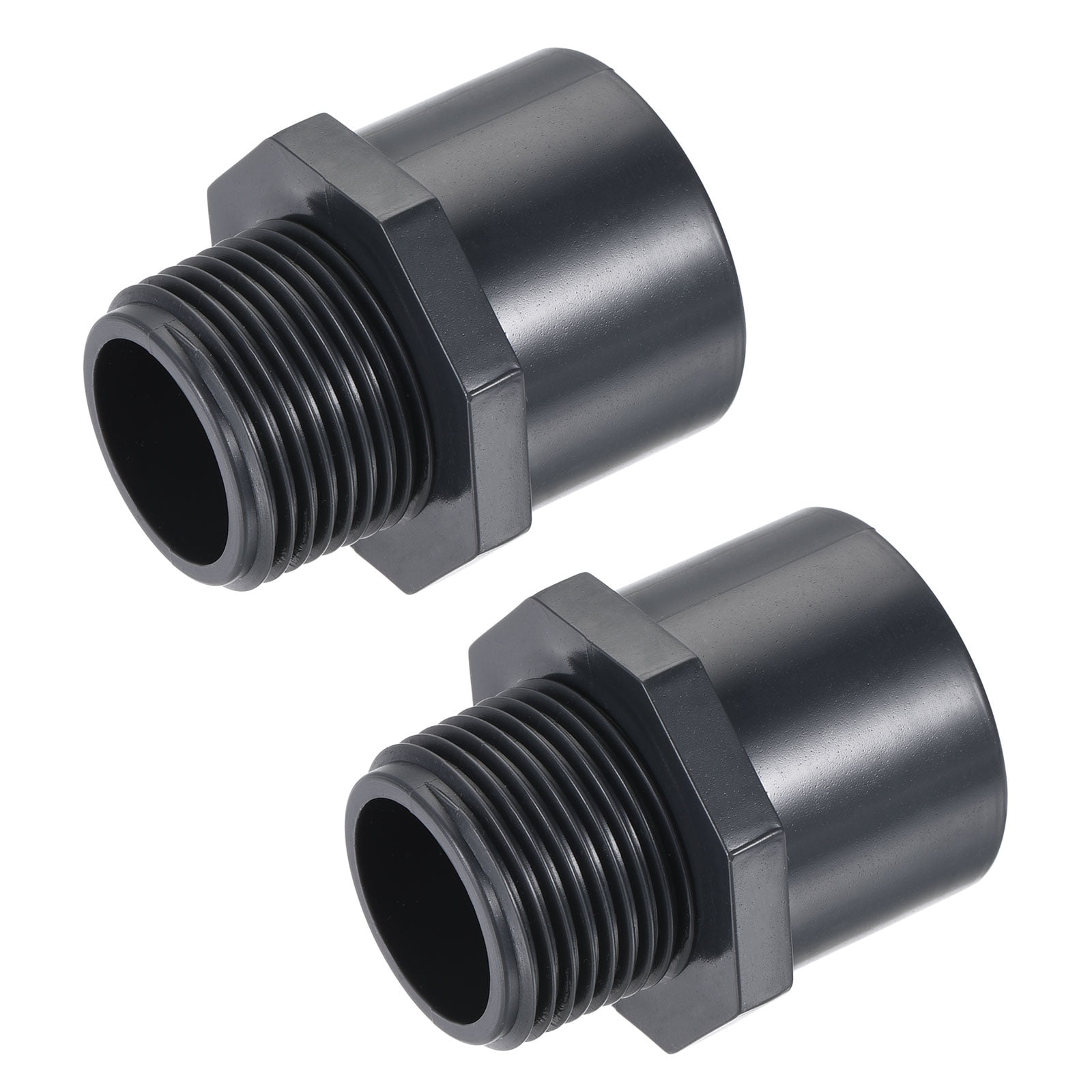 Uxcell PVC Pipe Fitting 1NPT Male Thread 1" Socket Straight Connector ...