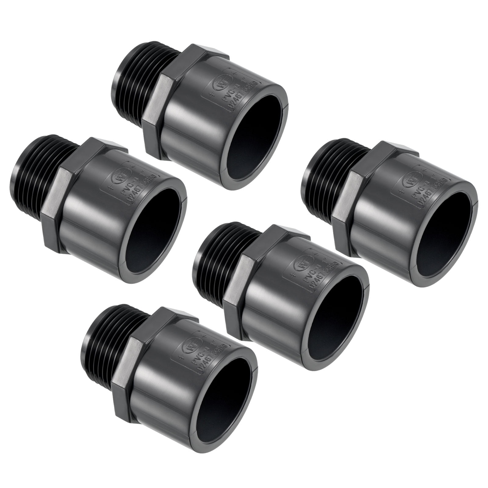 Uxcell PVC Pipe Fitting 1NPT Male Thread 1" Socket Straight Connector ...