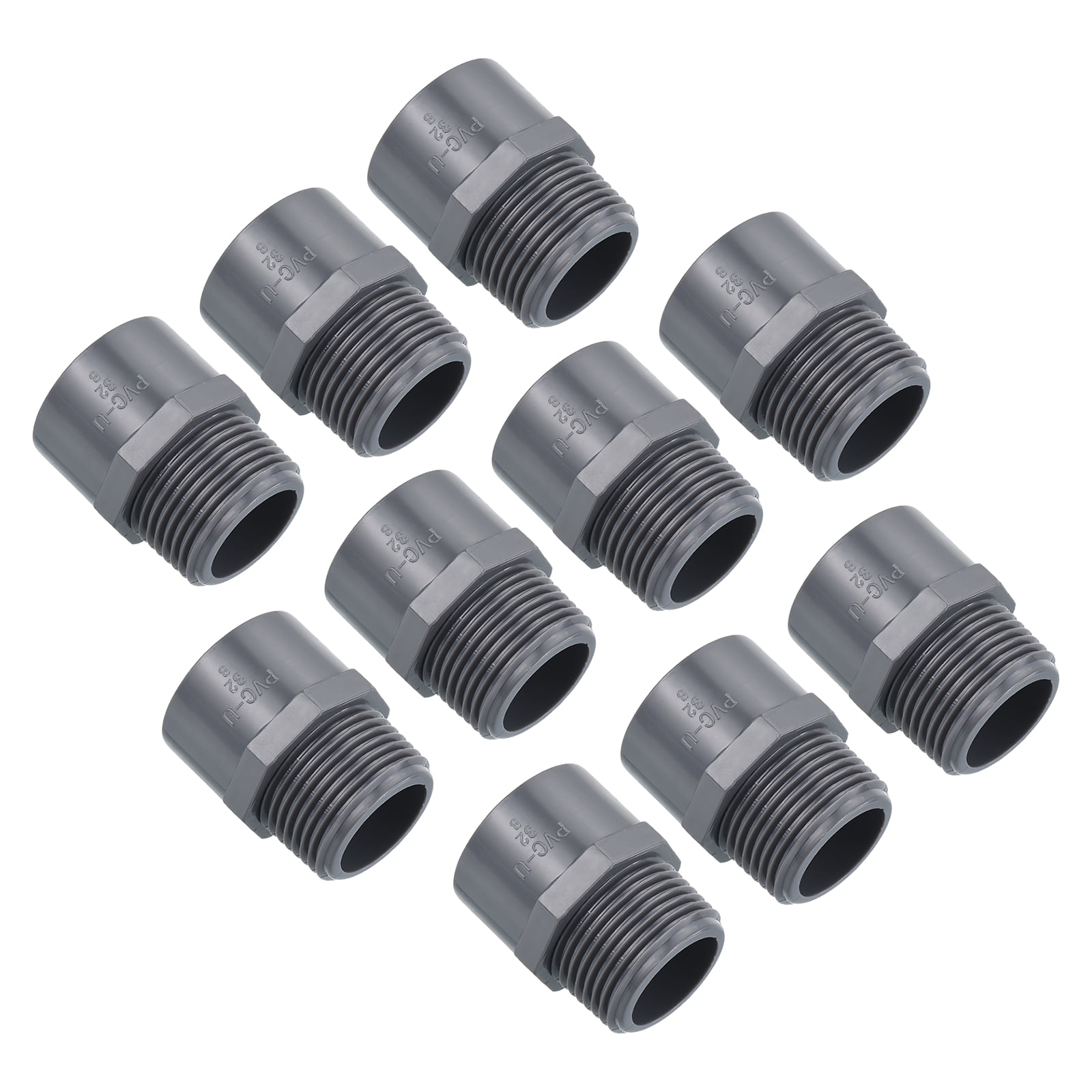Uxcell PVC Pipe Fitting G1 Male Thread 32mm Socket Straight Connector ...
