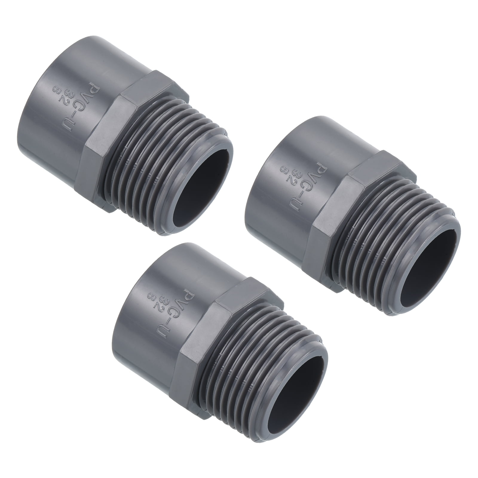 Uxcell PVC Pipe Fitting G1 Male Thread 32mm Socket Straight Connector ...