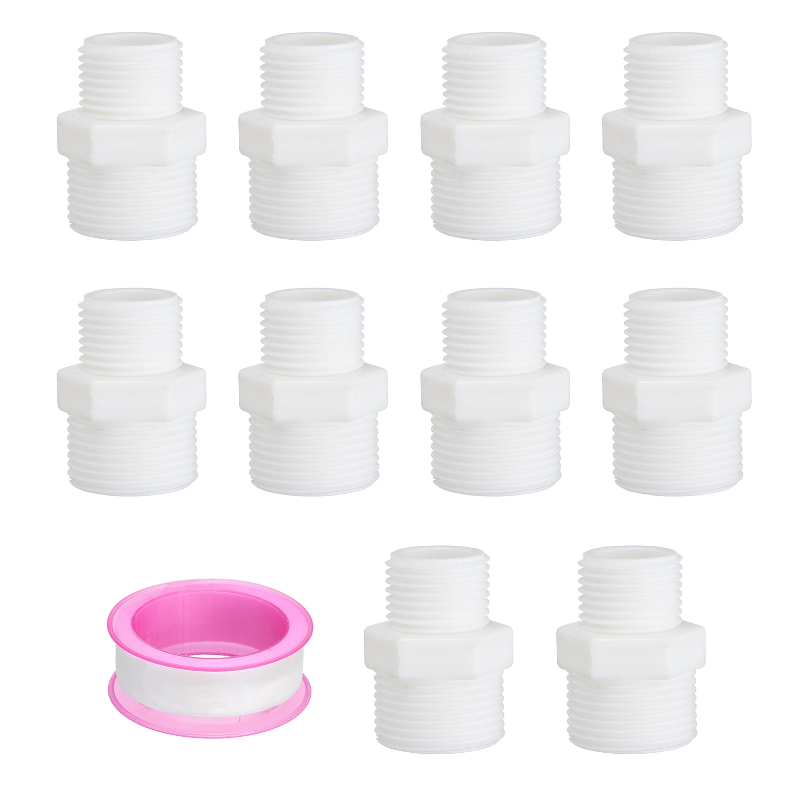 Uxcell PVC Pipe Fittings Nipple G 1/2 x G 3/4, 10 Pcs Male to Male ...