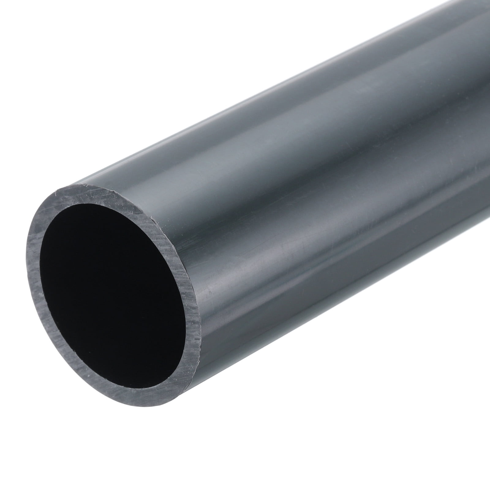 Uxcell PVC Rigid Round Pipe 40.6mm ID 48mm OD 8" Length Dark Grey High ...