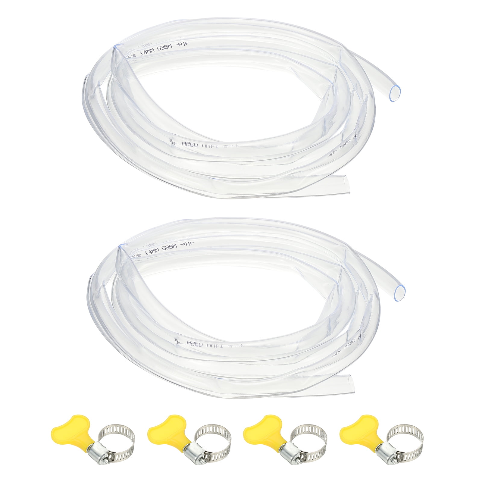 2pcs Plastic Tubing, 25mm x 30mm x 3 m Vinyl Tubing Clear Tube with Hose Clamps, Soft Hose Line ...