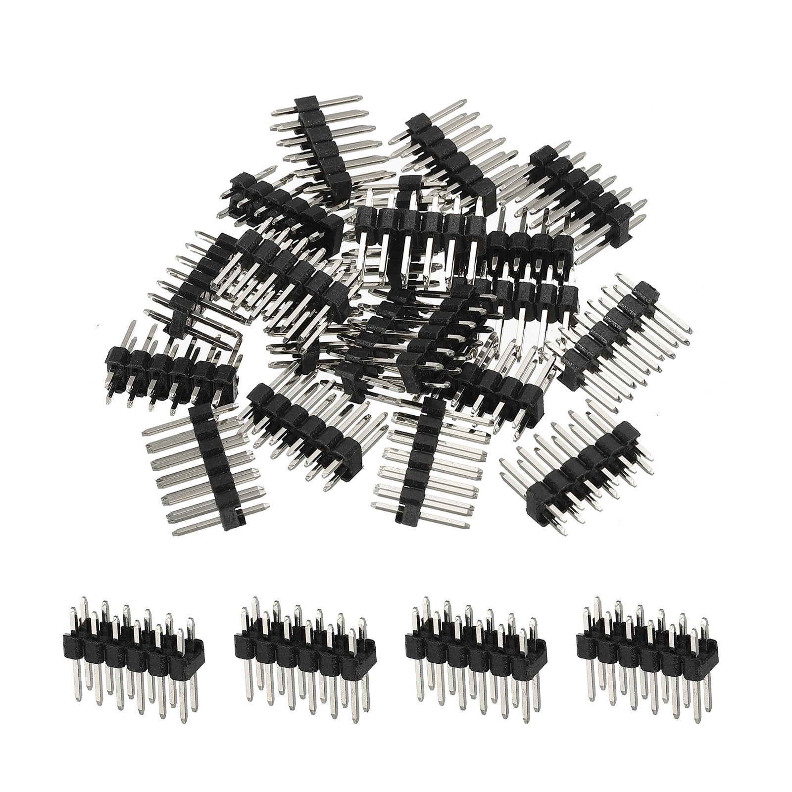 Uxcell Pack of 20 Straight Pin Header DIP Double Row 6 Pin 2.54mm Pitch ...