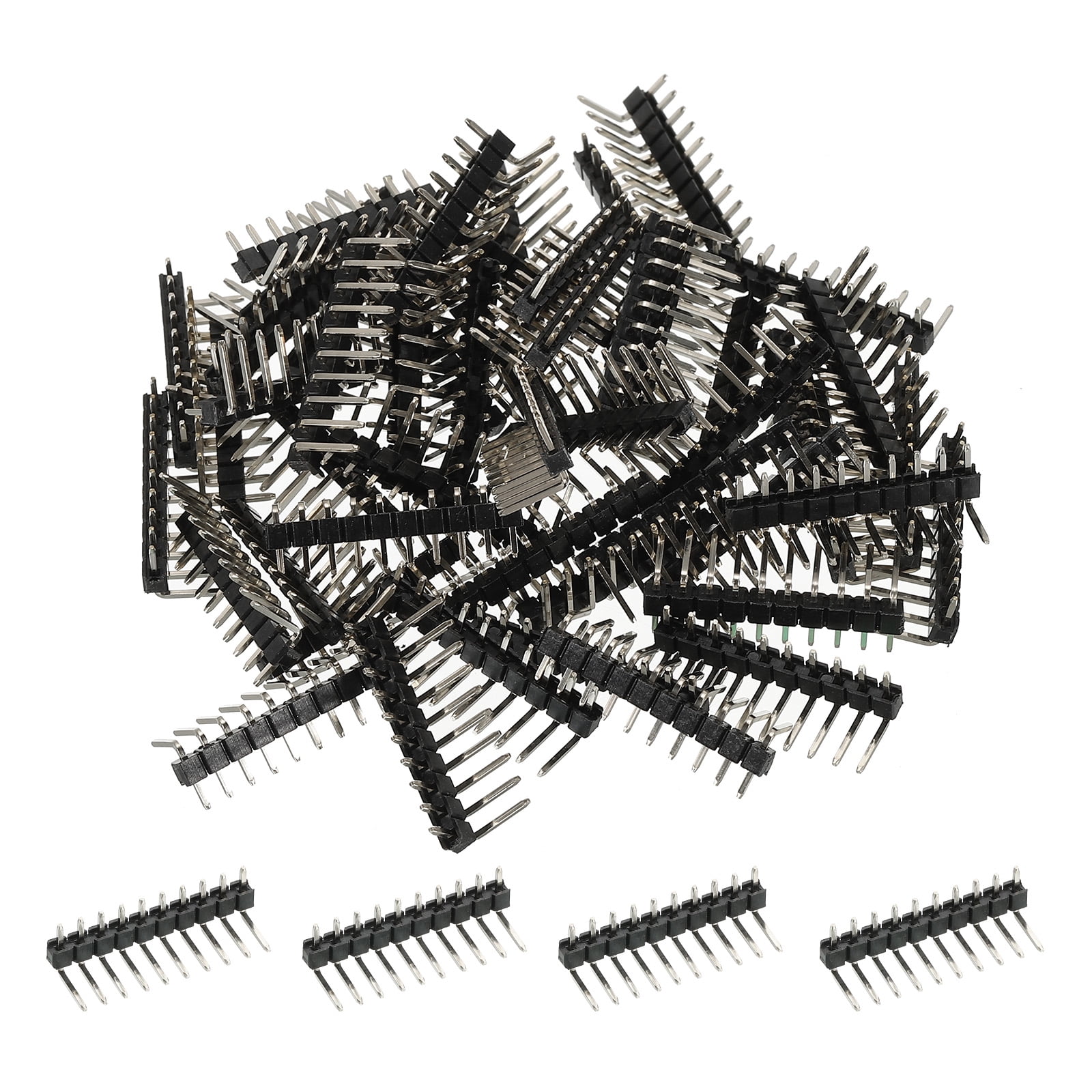 Uxcell Pack of 50 Right Angle Pin Header DIP Single Row 10 Pin 2.54mm ...