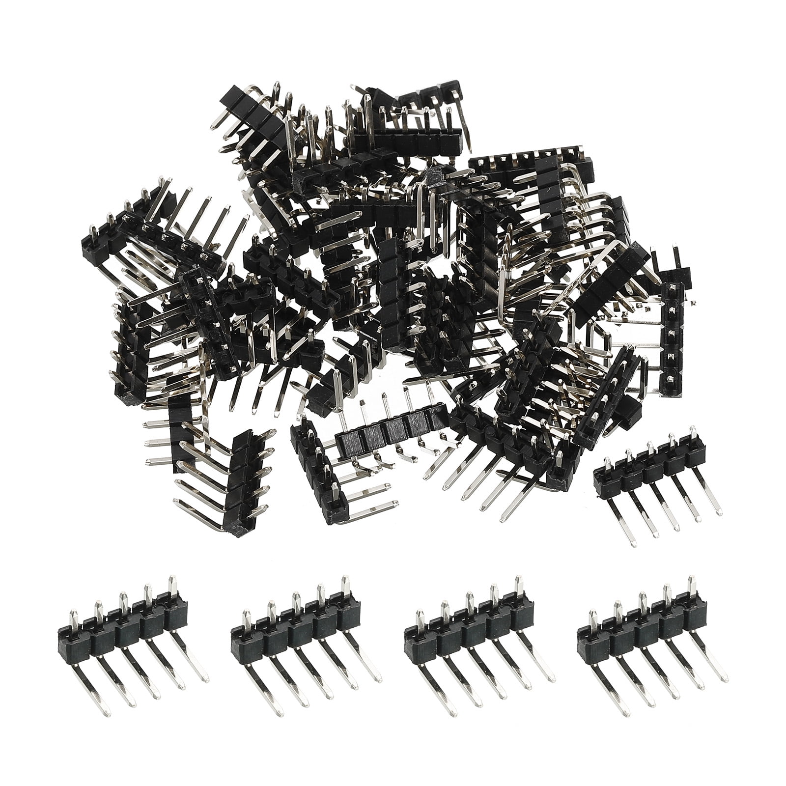 Uxcell Pack of 50 Right Angle Pin Header DIP Single Row 5 Pin 2.54mm ...