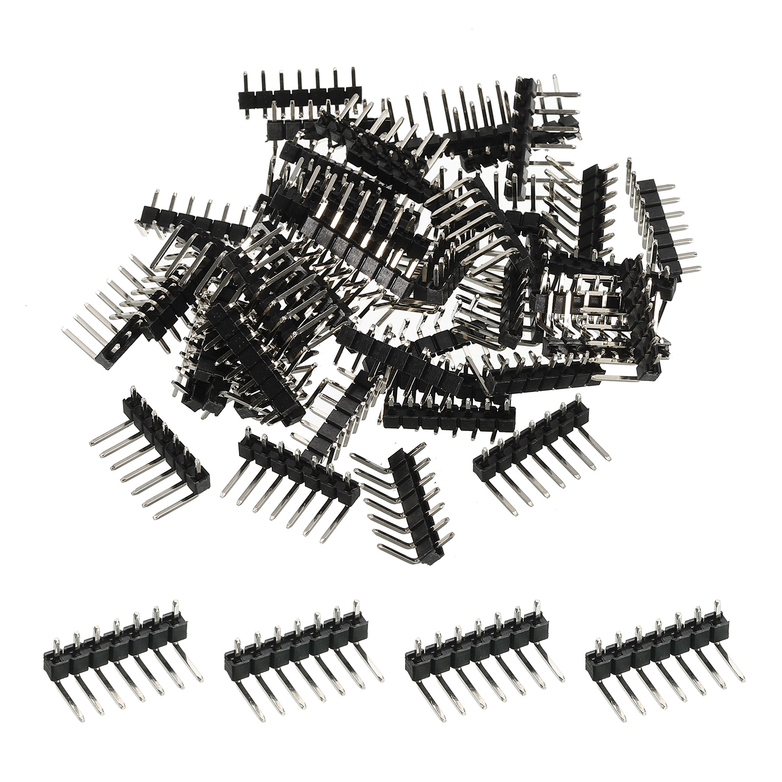 Uxcell Pack of 50 Right Angle Pin Header DIP Single Row 7 Pin 2.54mm ...