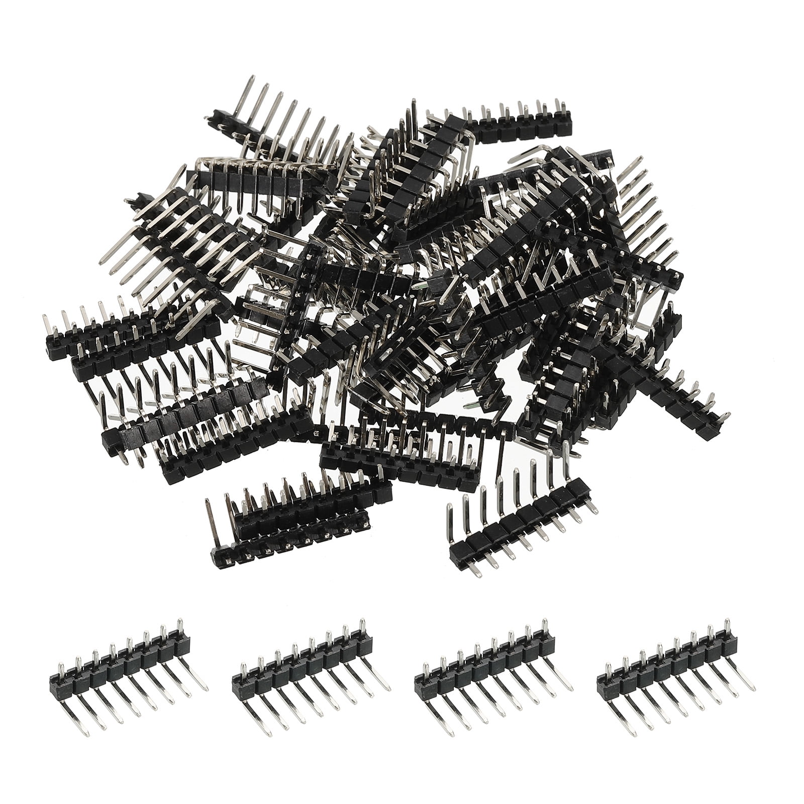 Uxcell Pack of 50 Right Angle Pin Header DIP Single Row 8 Pin 2.54mm ...