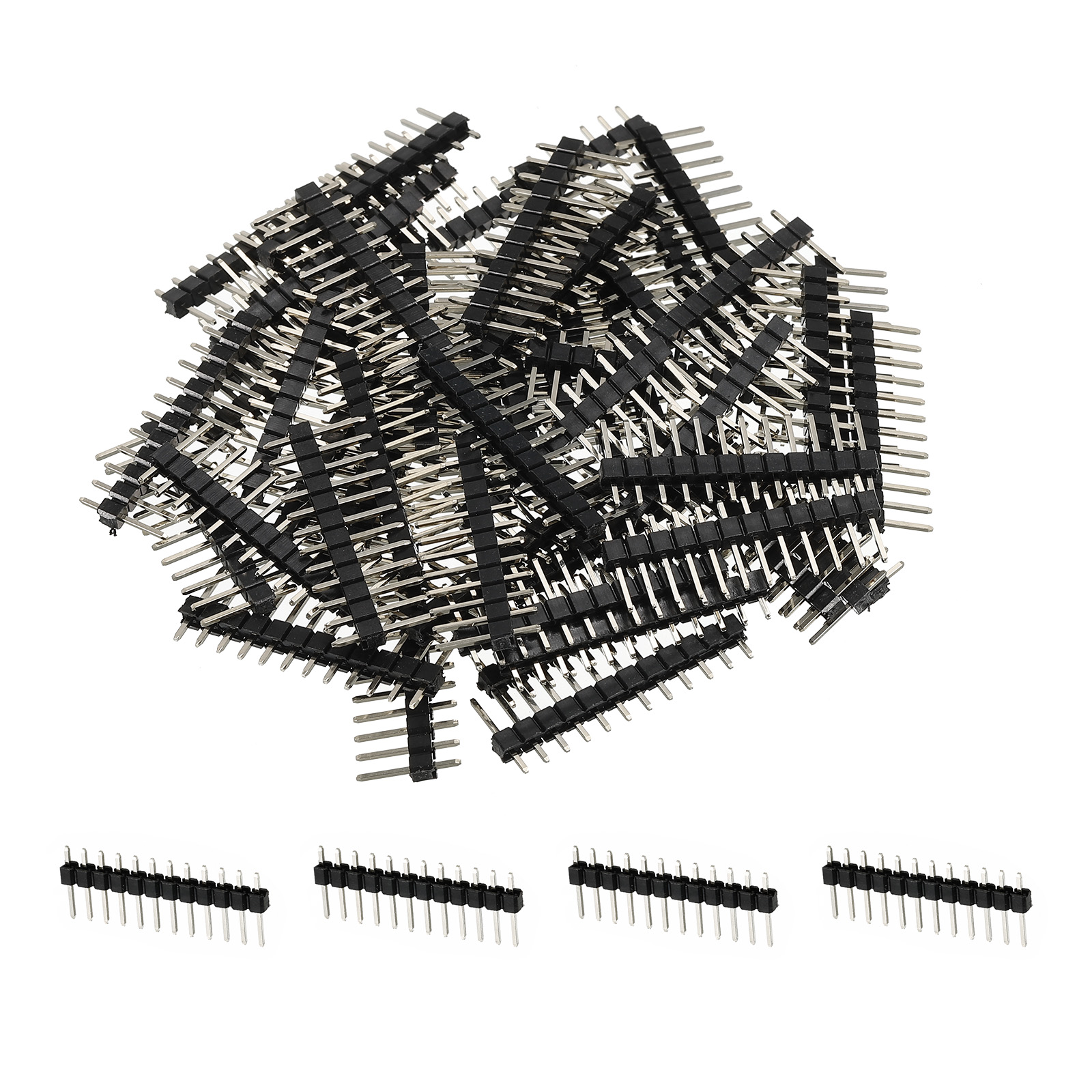 Uxcell Pack of 50 Straight Pin Header DIP Single Row 12 Pin 2.54mm ...