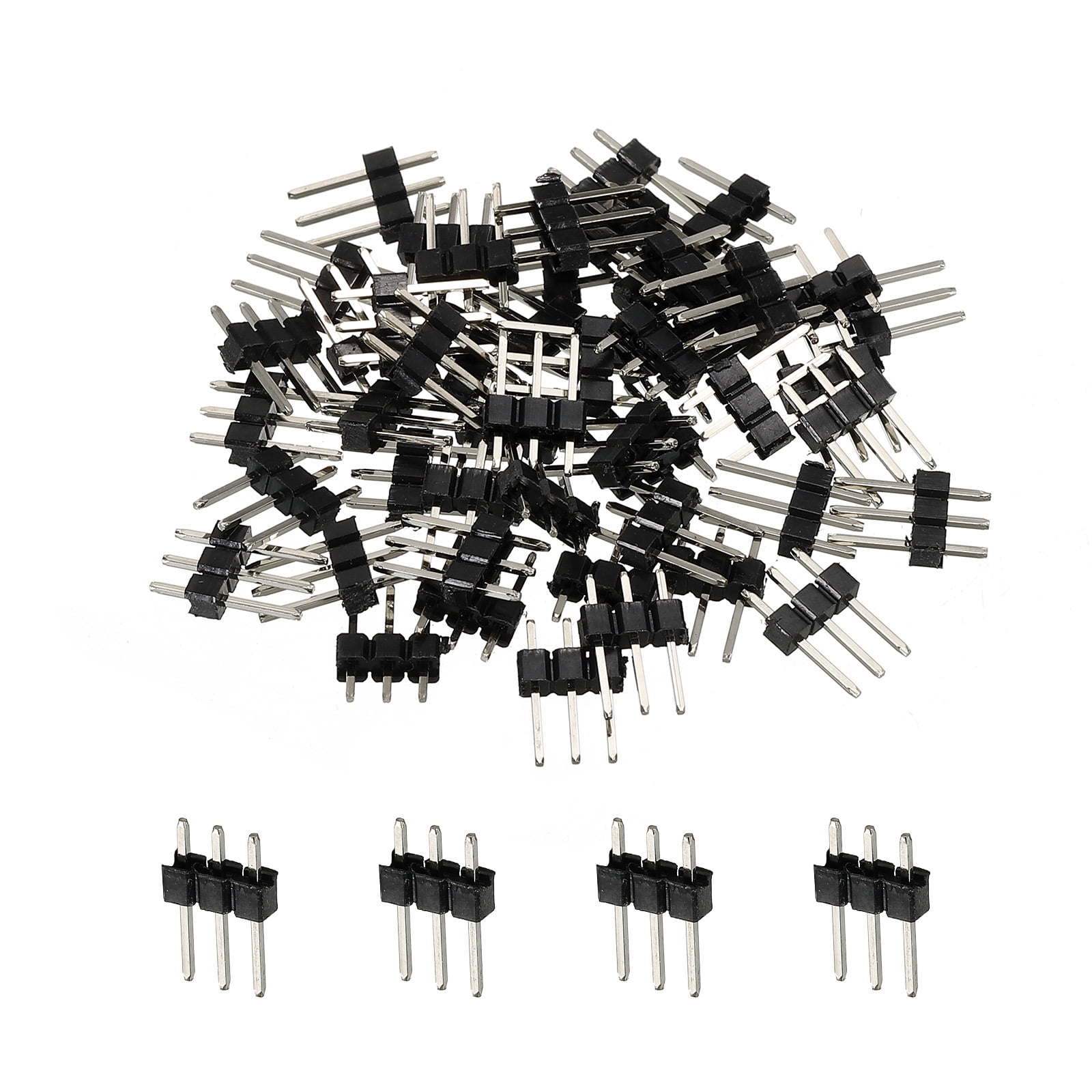 Uxcell Pack of 50 Straight Pin Header DIP Single Row 3 Pin 2.54mm Pitch ...