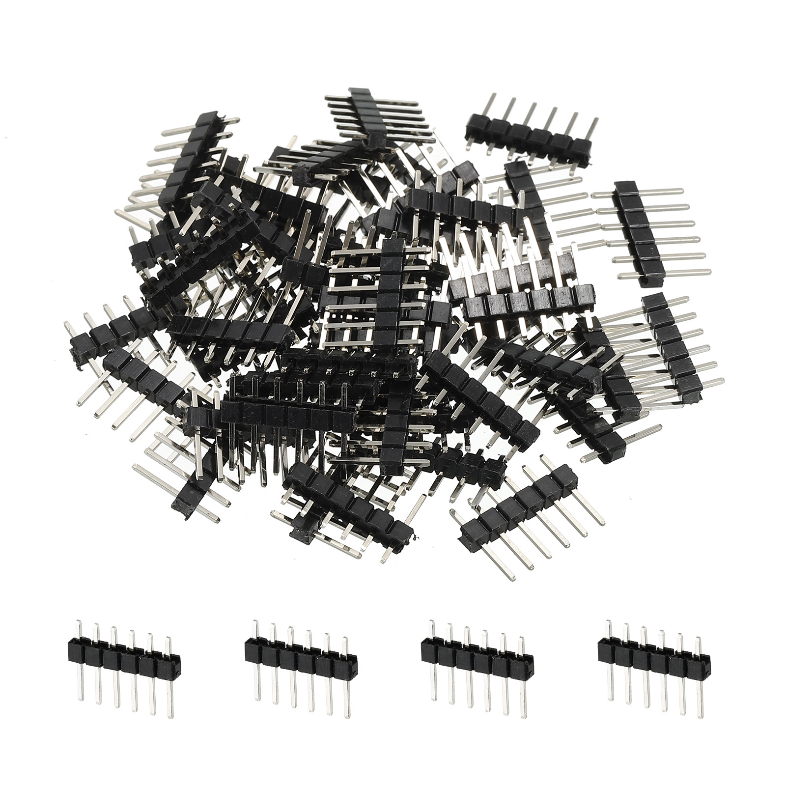 Uxcell Pack of 50 Straight Pin Header DIP Single Row 6 Pin 2.54mm Pitch ...