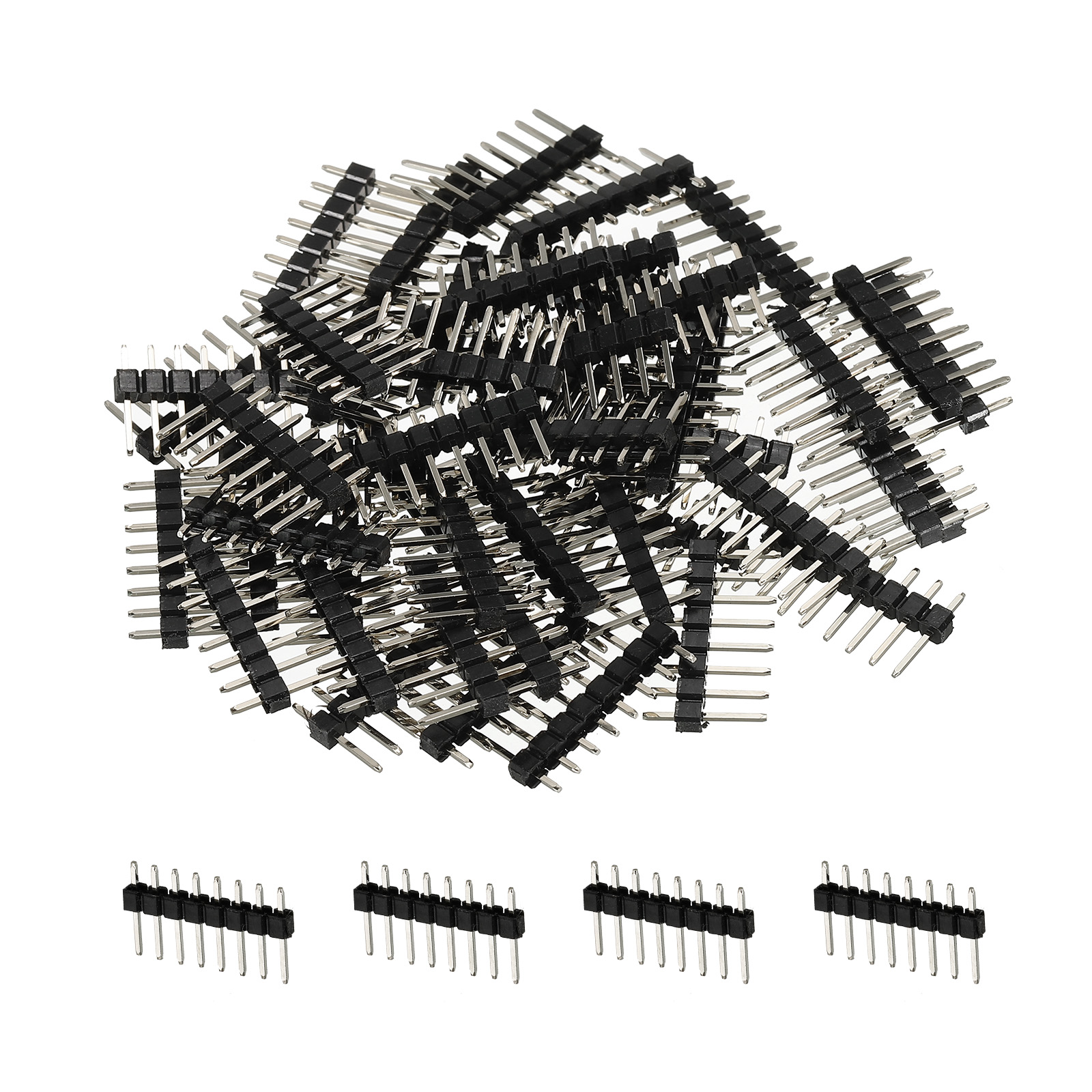 Uxcell Pack of 50 Straight Pin Header DIP Single Row 8 Pin 2.54mm Pitch Gold Plated - Walmart.com