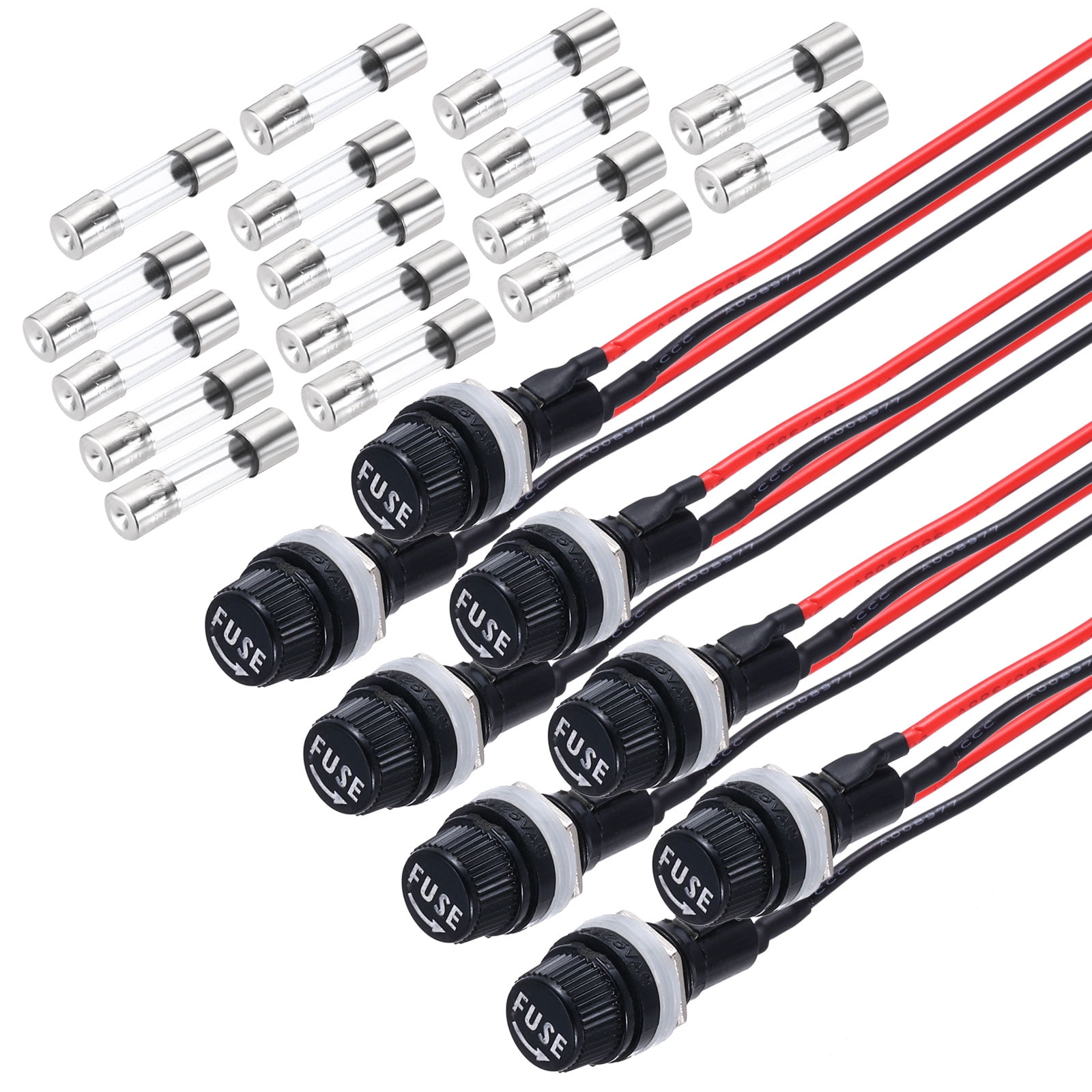 Uxcell Panel Mount Fuse Holder, Ring Terminal Screw Cap Fuse Holders ...