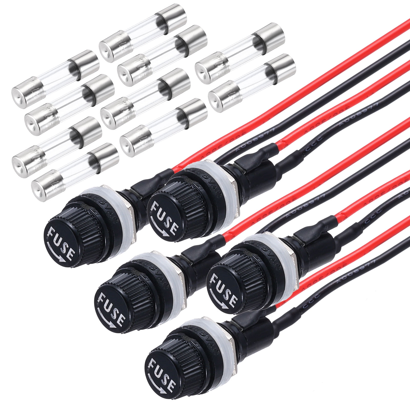 Uxcell Panel Mount Fuse Holder, Ring Terminal Screw Cap Fuse Holders ...
