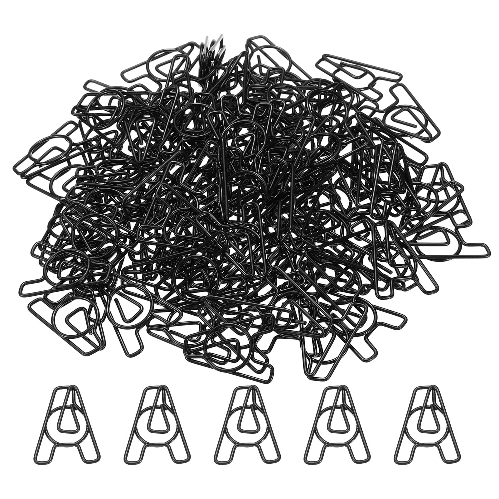 Uxcell Paper Clip Coated Letter A Shape Alphabet Clips Bookmarks Black ...