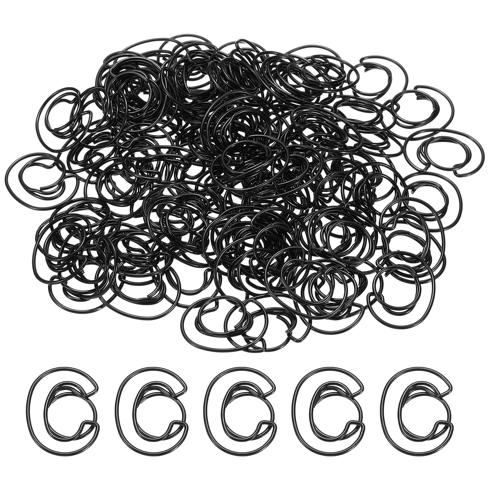 Uxcell Paper Clip Coated Letter C Shape Alphabet Clips Bookmarks Black ...