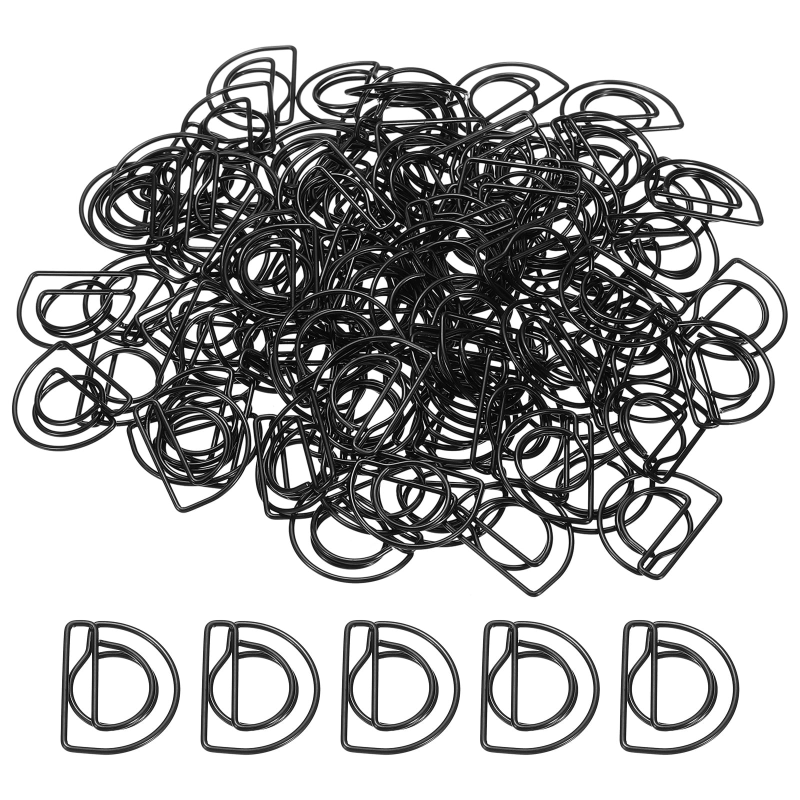 Uxcell Paper Clip Coated Letter D Shape Alphabet Clips Bookmarks Black ...
