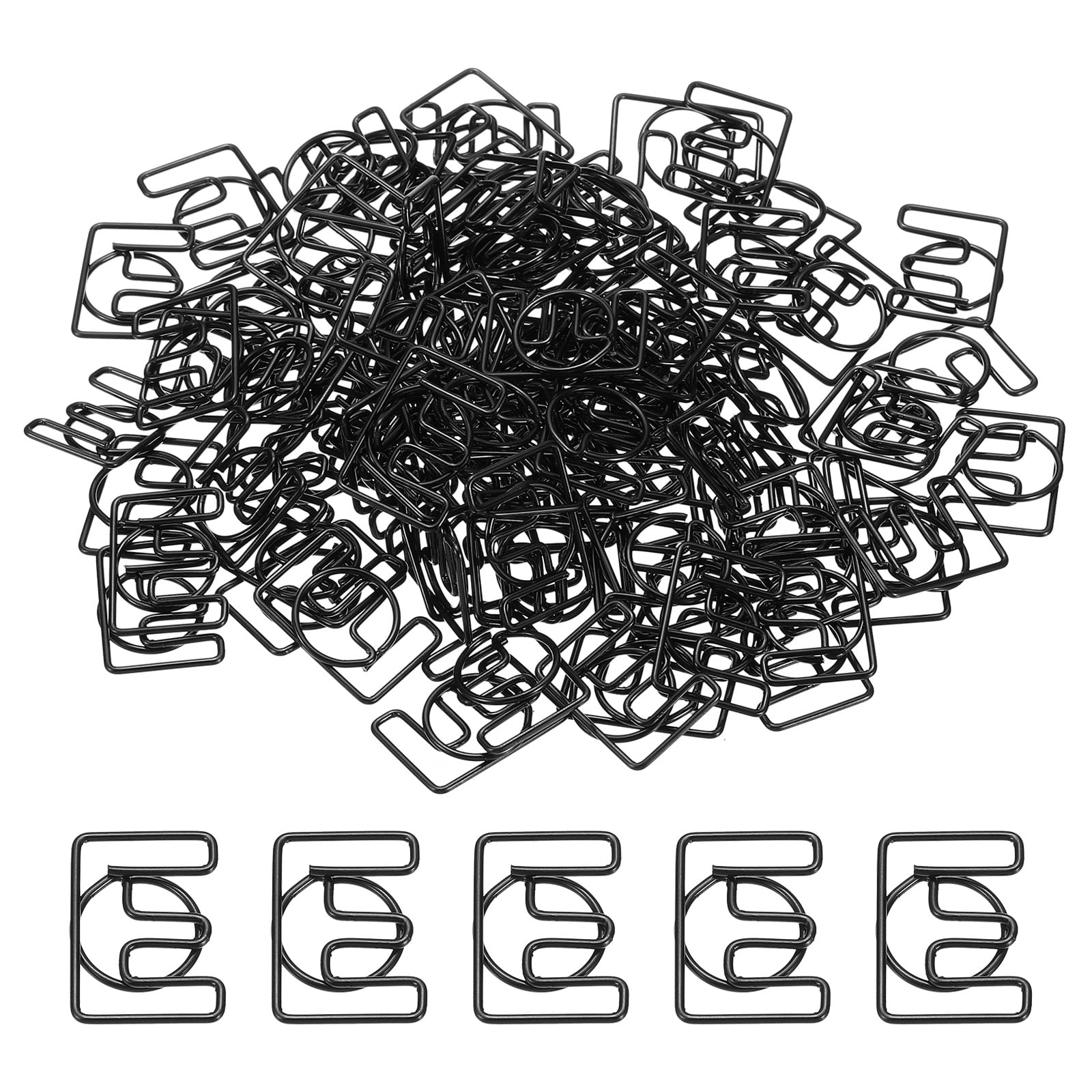 Uxcell Paper Clip Coated Letter E Shape Alphabet Clips Bookmarks Black ...