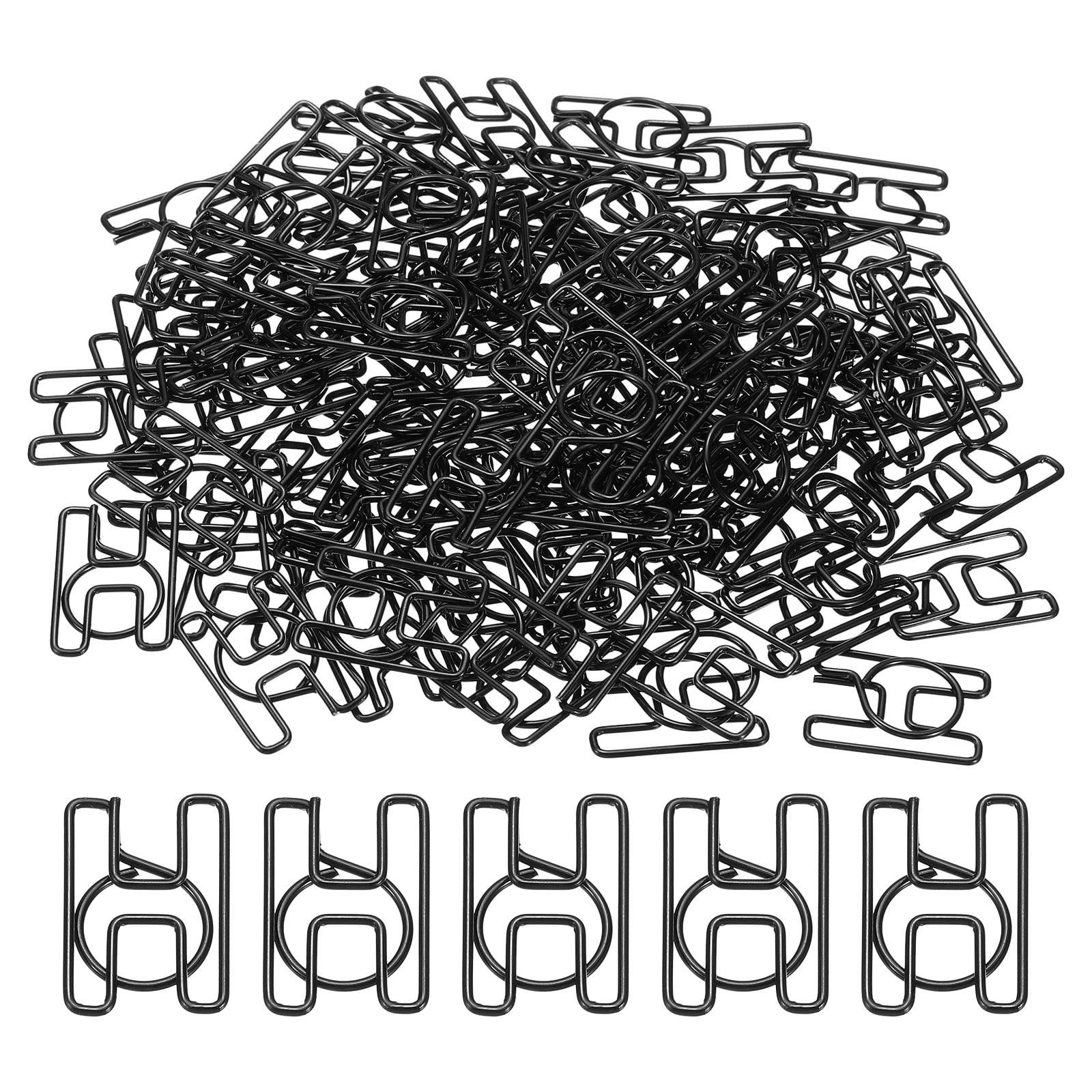 Uxcell Paper Clip Coated Letter H Shape Alphabet Clips Bookmarks Black ...