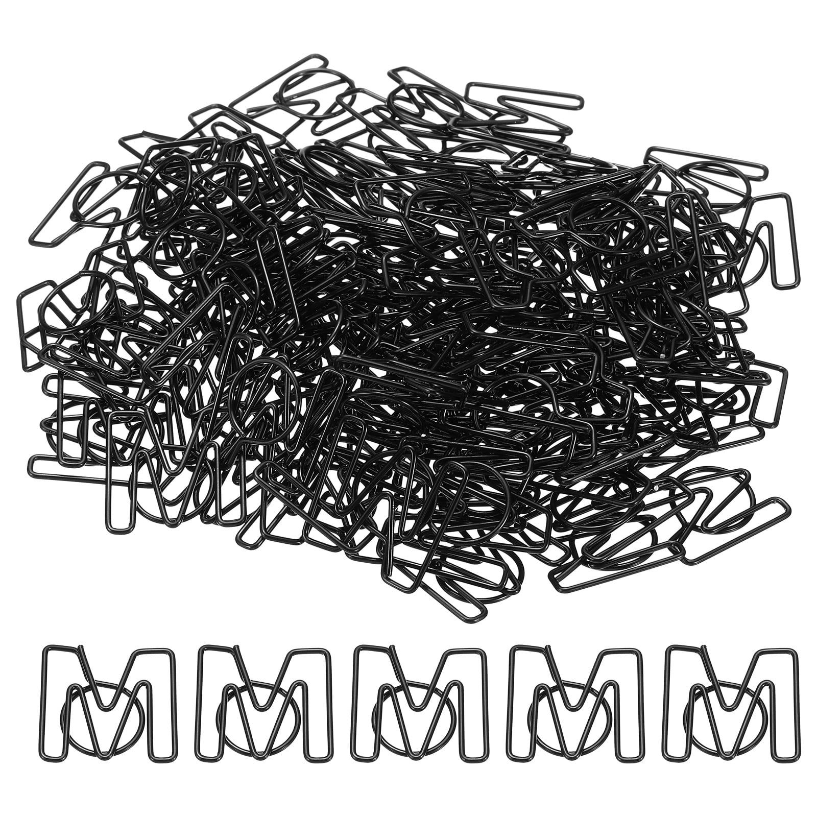 Uxcell Paper Clip Coated Letter M Shape Alphabet Clips Bookmarks Black ...