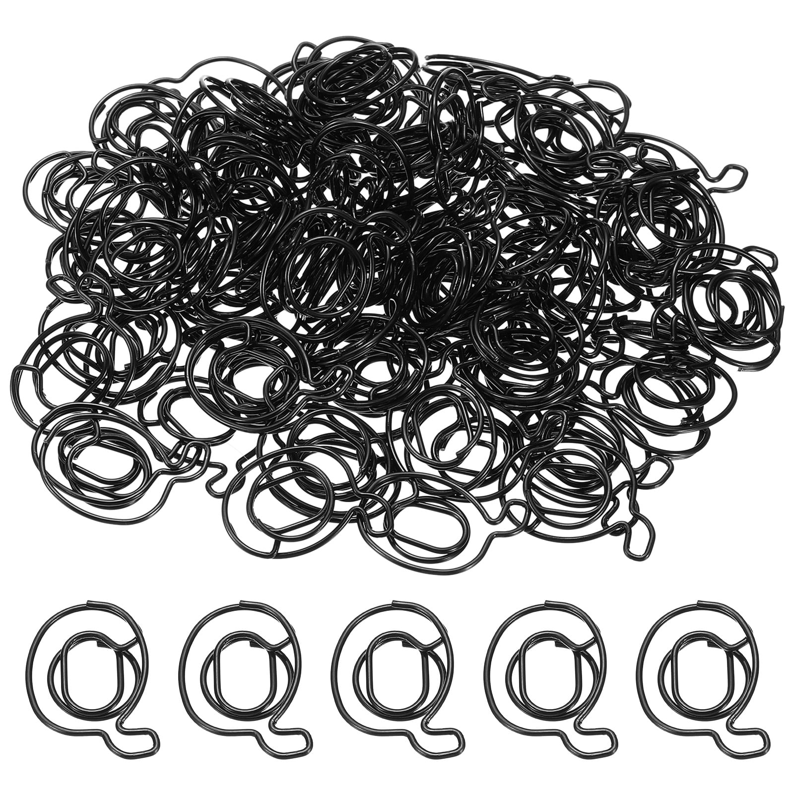 Uxcell Paper Clip Coated Letter Q Shape Alphabet Clips Bookmarks Black ...