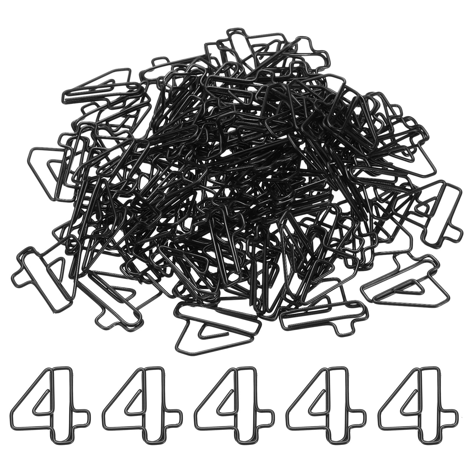 Uxcell Paper Clip Coated Number 4 Shape Clips Bookmarks Black for ...