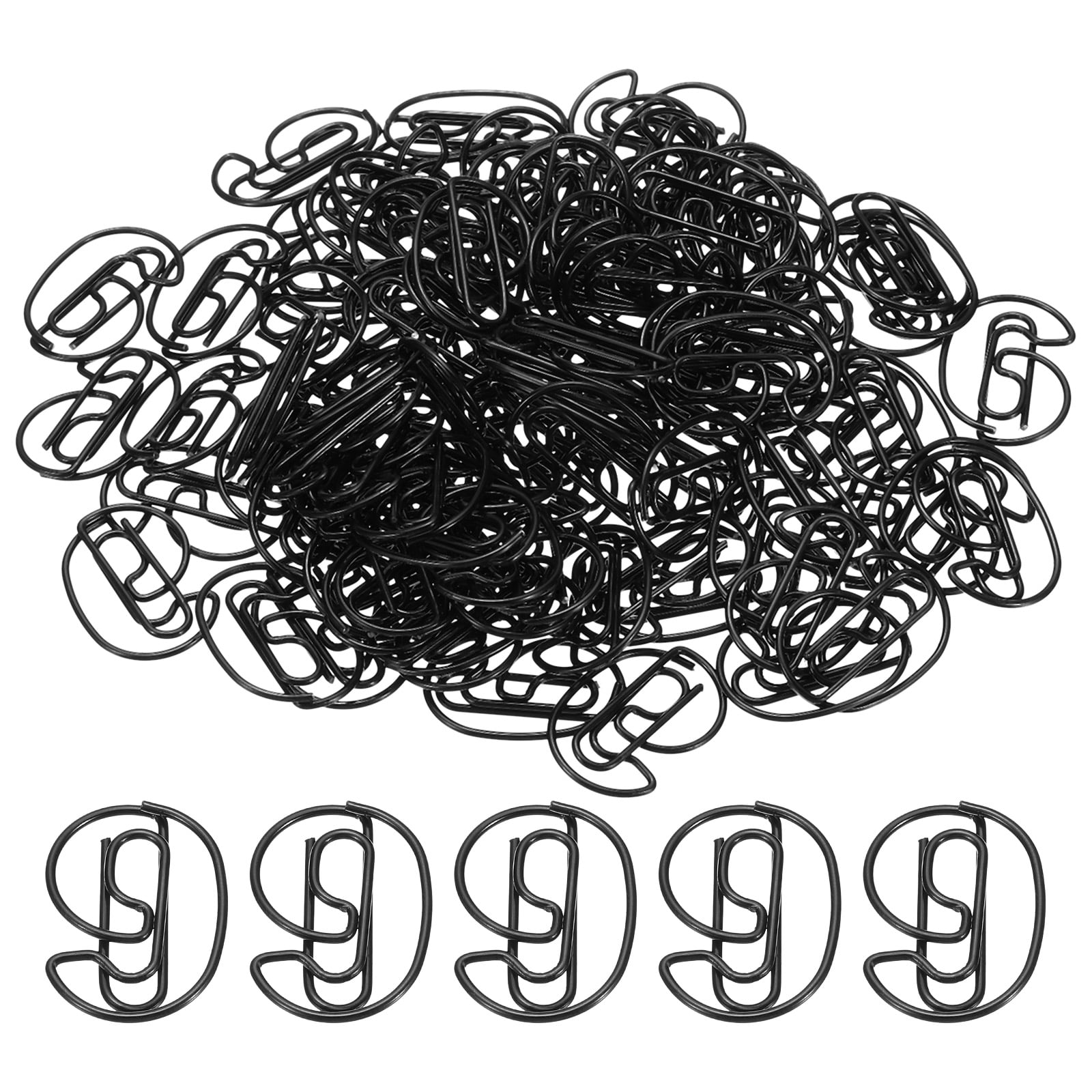 Uxcell Paper Clip Coated Number 9 Shape Clips Bookmarks Black for ...