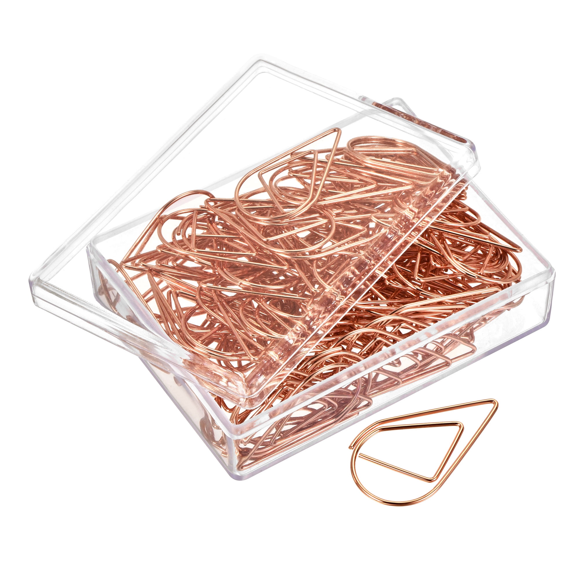 Uxcell Paper Clips Drop-Shaped with Box 1.3 Inch Rose Gold Tone for ...