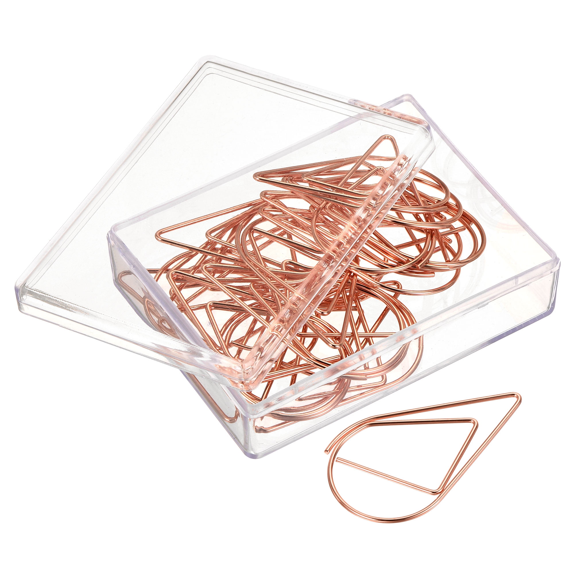 Uxcell Paper Clips Drop-Shaped with Box 2 Inch Rose Gold Tone for ...