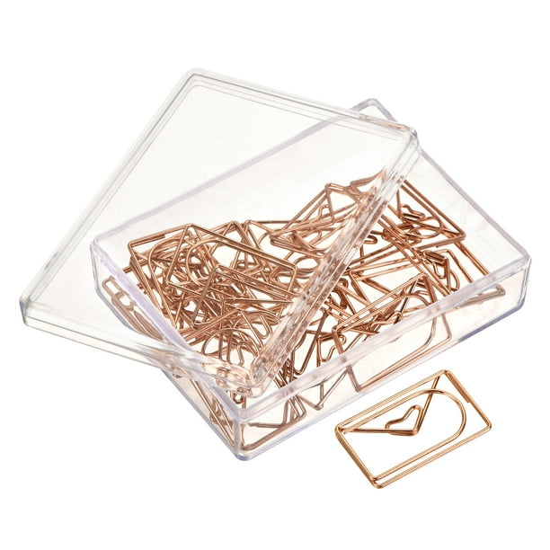 Uxcell Paper Clips Envelope Shape with Box Rose Gold Tone for Organize ...