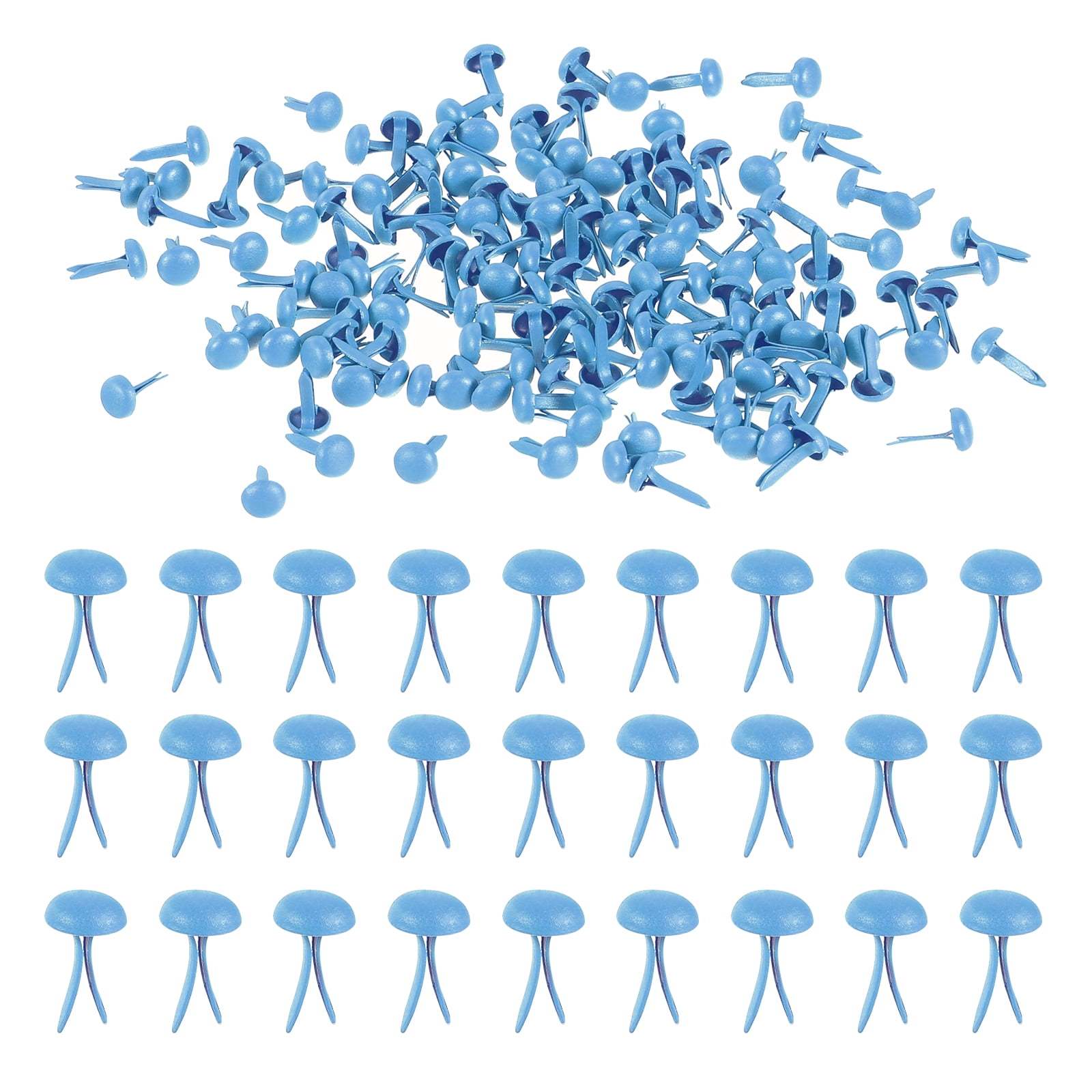 Uxcell Paper Fasteners, 0.3"x0.18" Mini Metal Round Head Fastener Split Pins for Craft, Sky Blue ...