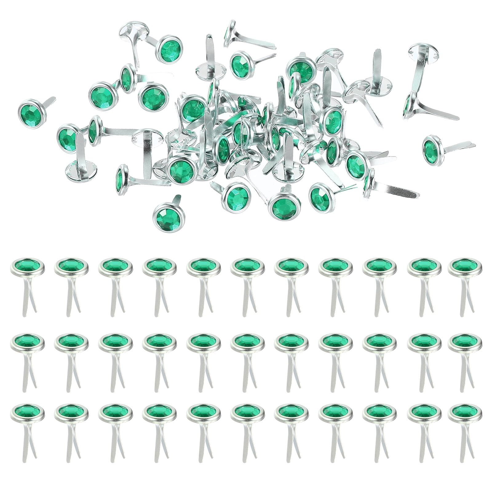 Uxcell Paper Fasteners, 0.5"x0.3" Mini Metal Rhinestone Round Head ...