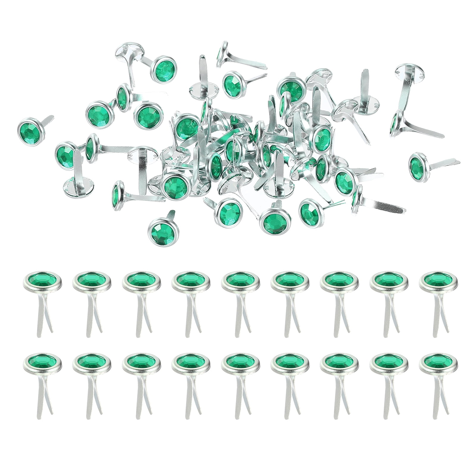 Uxcell Paper Fasteners, 0.5"x0.3" Mini Metal Rhinestone Round Head ...