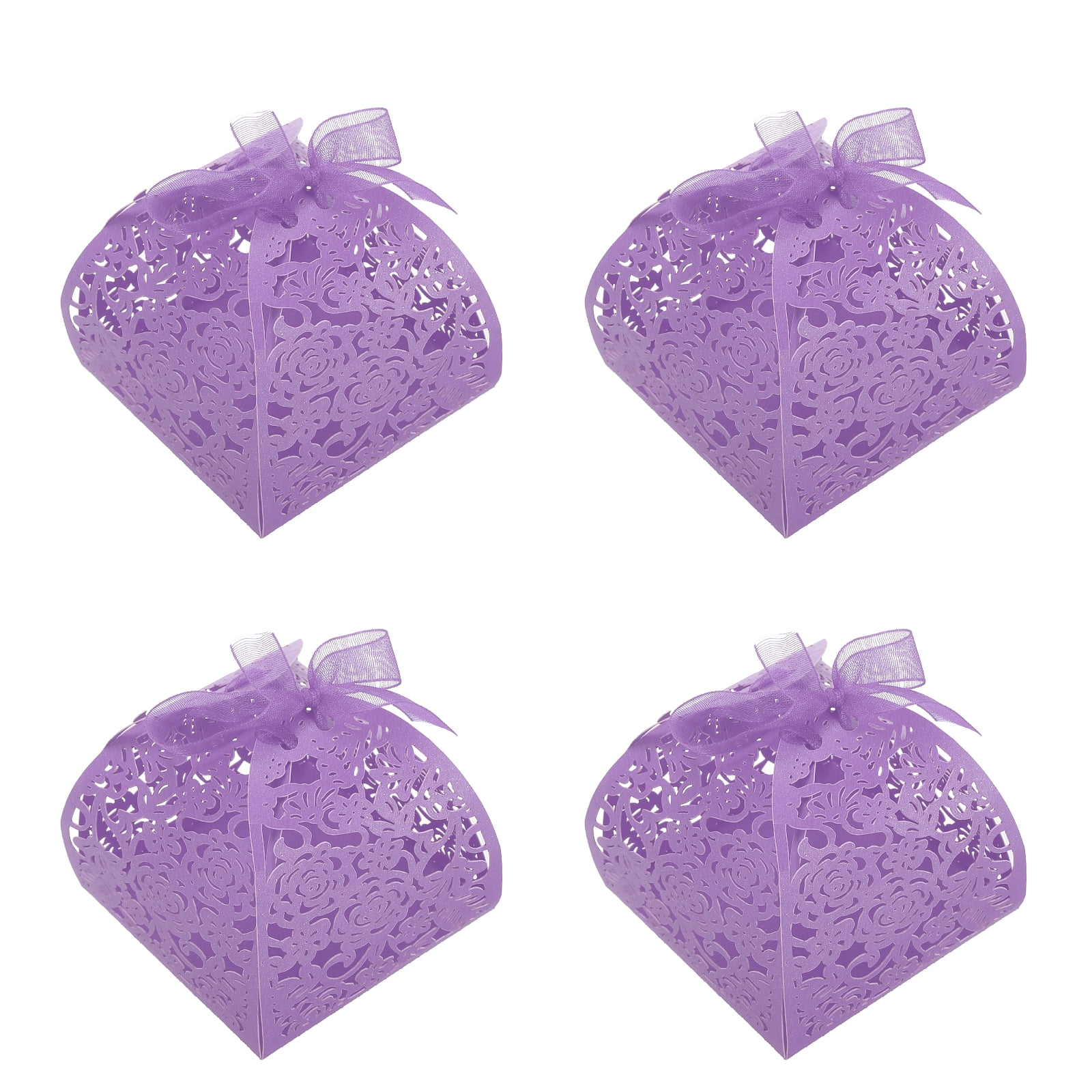 Uxcell Paper Hollow Laser Cut Wedding Favor Candy Boxes with Ribbon ...