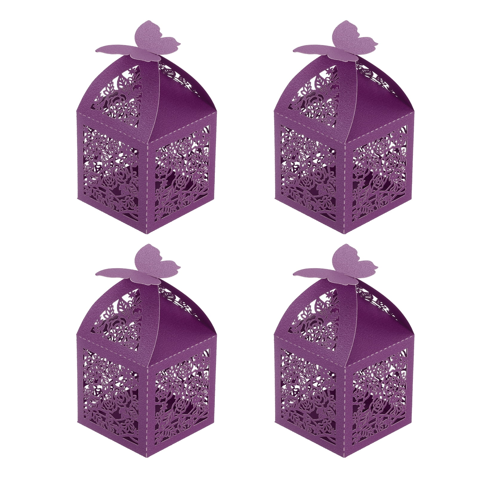 Uxcell Paper Hollow Rose Laser Cut Wedding Favor Candy Boxes, Dark ...