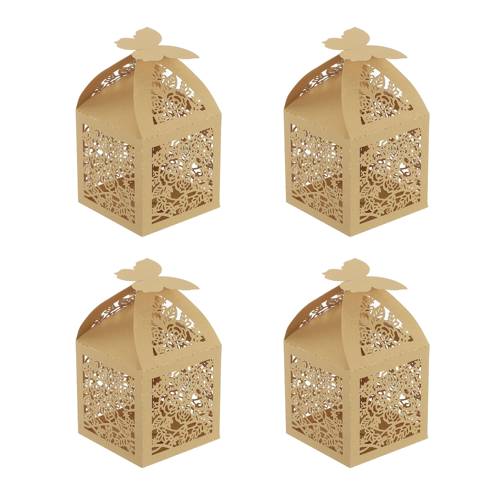 Uxcell Paper Hollow Rose Laser Cut Wedding Favor Candy Boxes, Natural ...