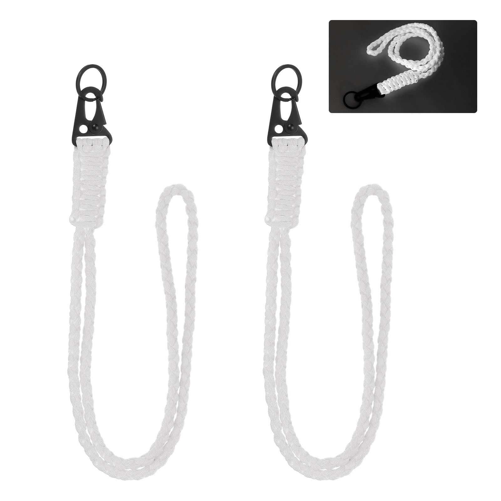 Uxcell Paracord Lanyard, Heavy Duty Keychain Lanyards Luminous White ...