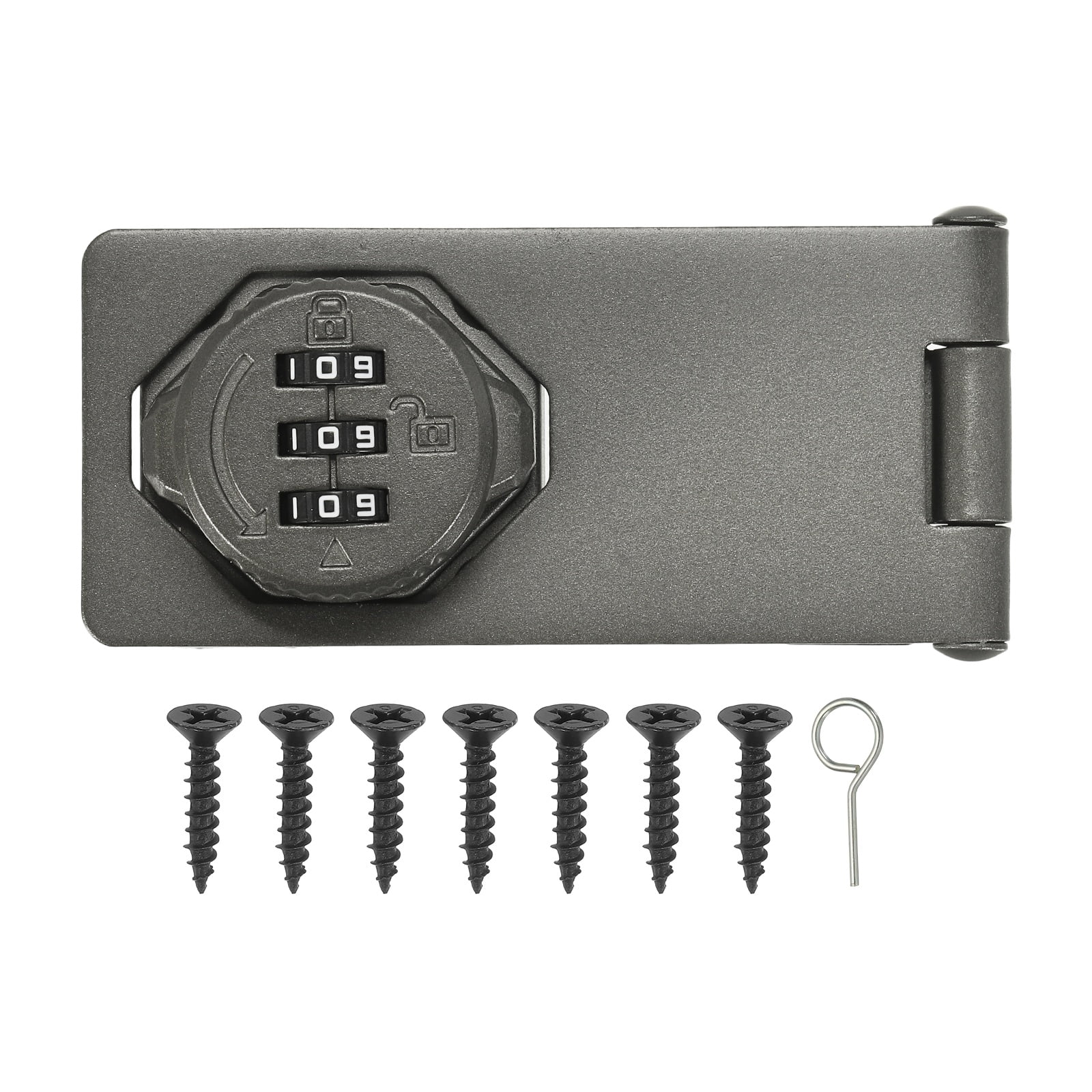 Uxcell Password Rotary Hasp Lock (4", Gray) (1 Pcs), Keyless 3-Digit ...