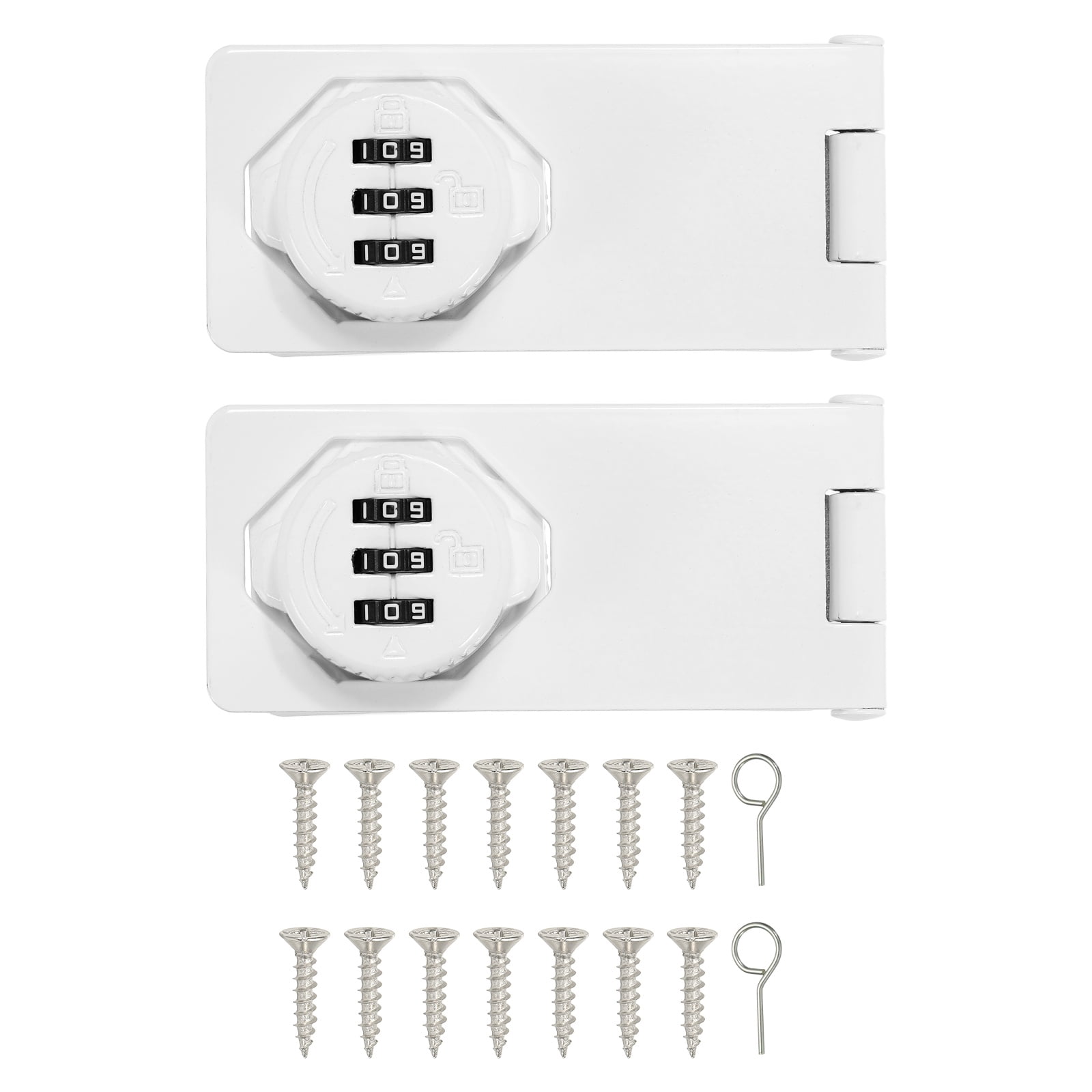 Uxcell Password Rotary Hasp Lock (4", White) (2 Pcs), Keyless 3-Digit ...